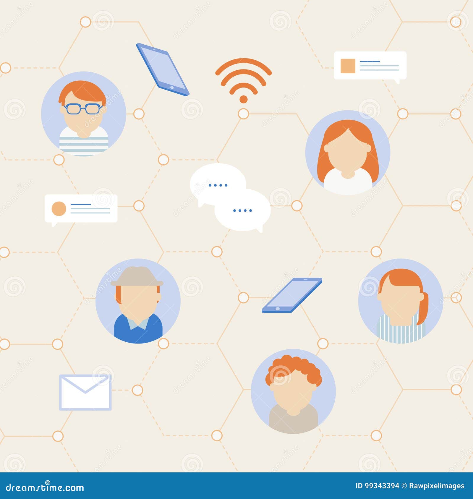 Technology Communication Connection Avatar Vector Illustration Stock ...