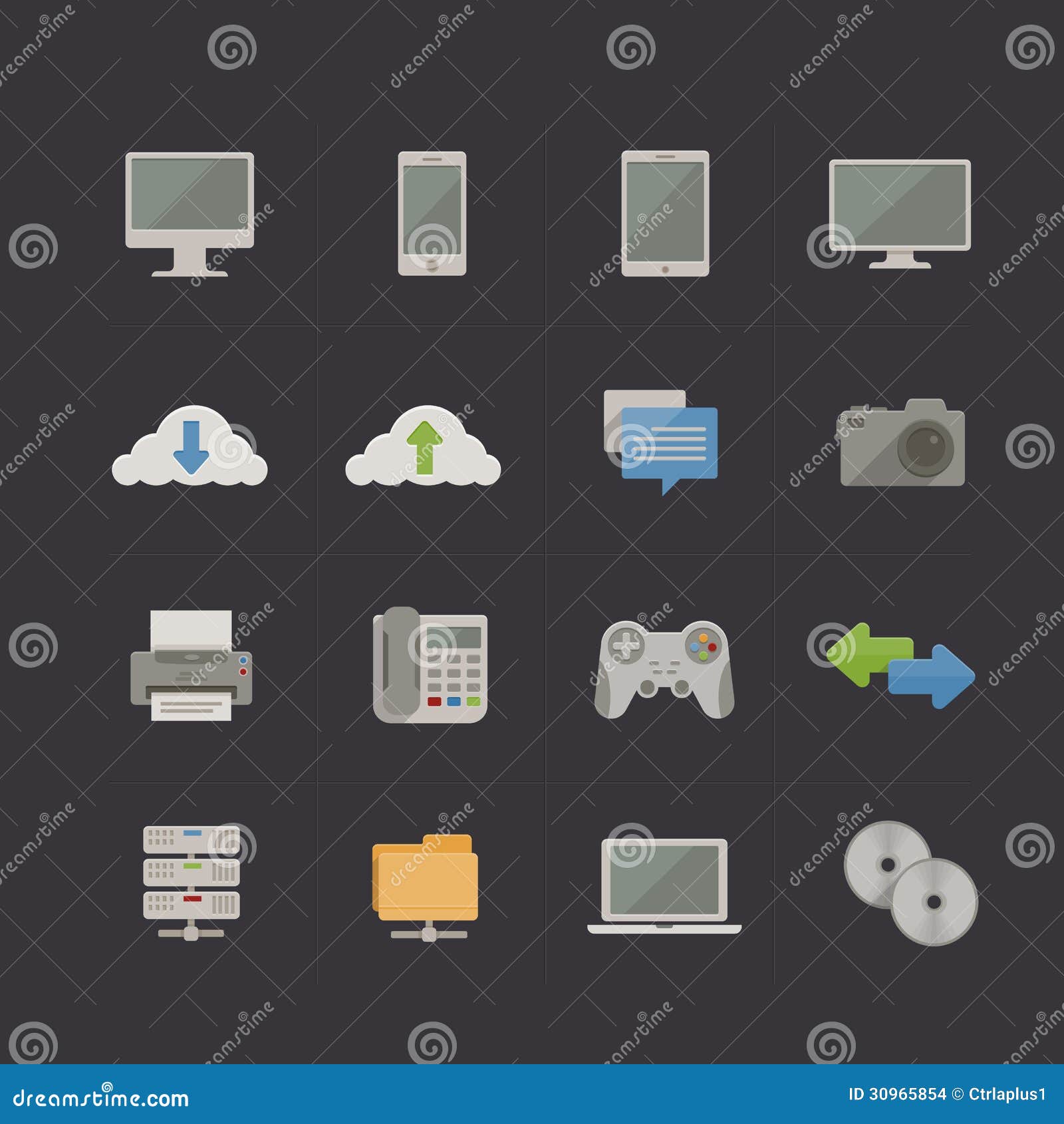 Technology and Communication Metro Retro Icon Set Stock Vector ...
