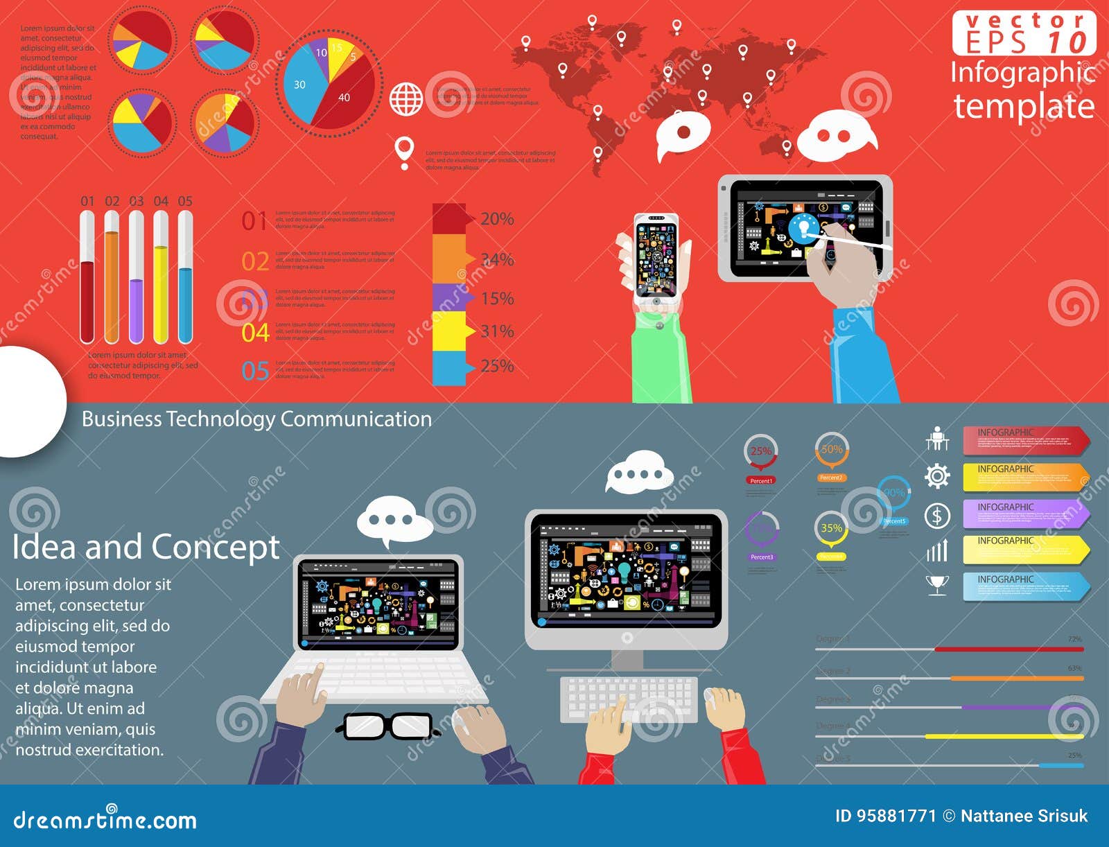 Business Technology Communication Modern Idea and Concept Vector ...