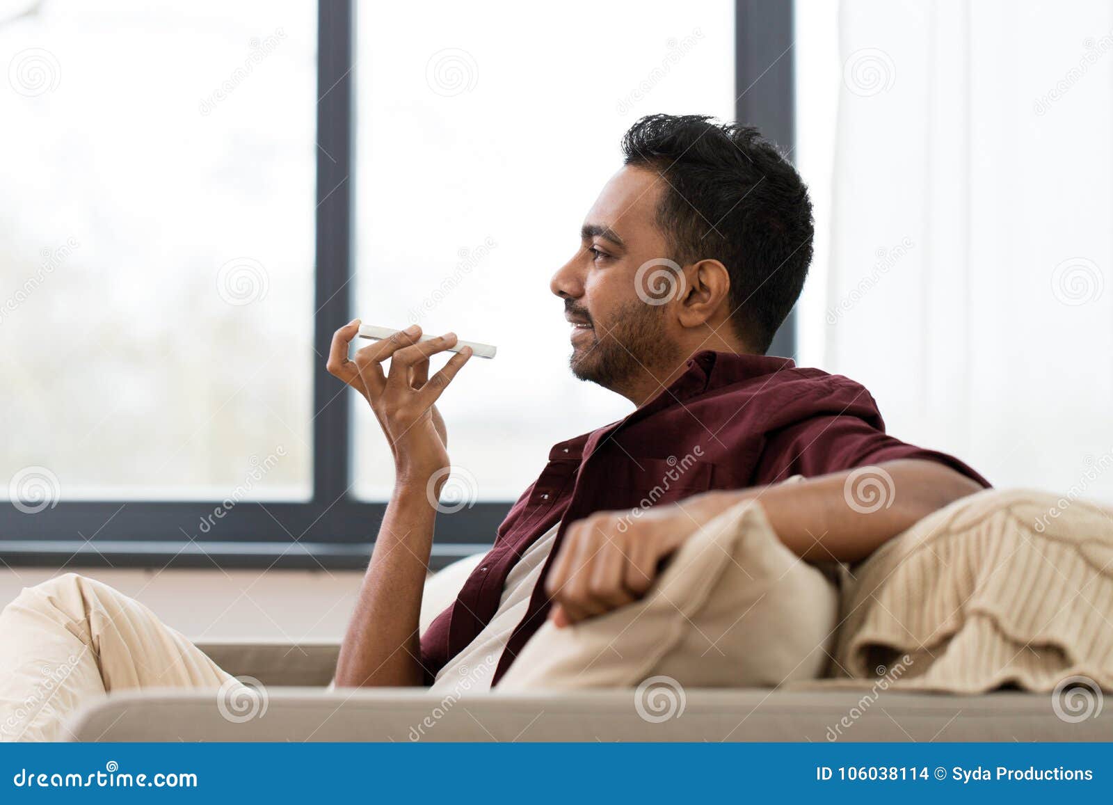 Man Using Voice Command Recorder on Smartphone Stock Photo - Image of ...