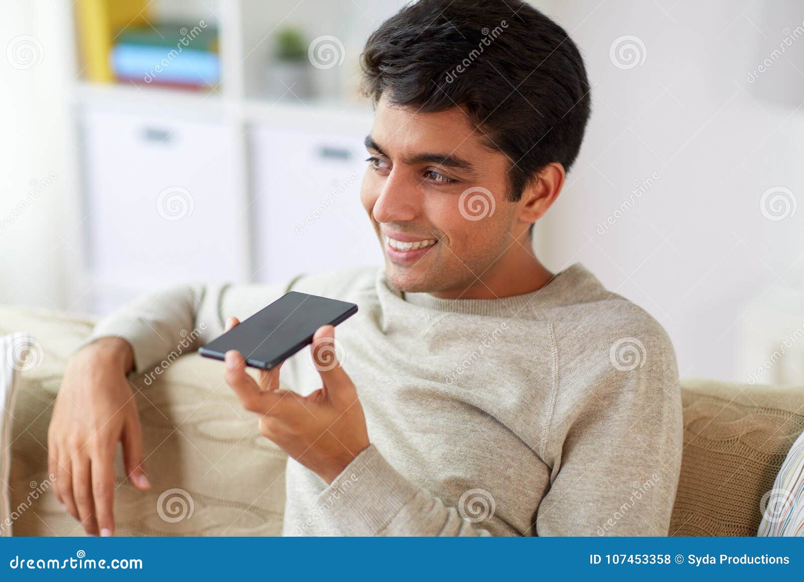 Man Using Voice Command Recorder on Smartphone Stock Photo - Image of ...