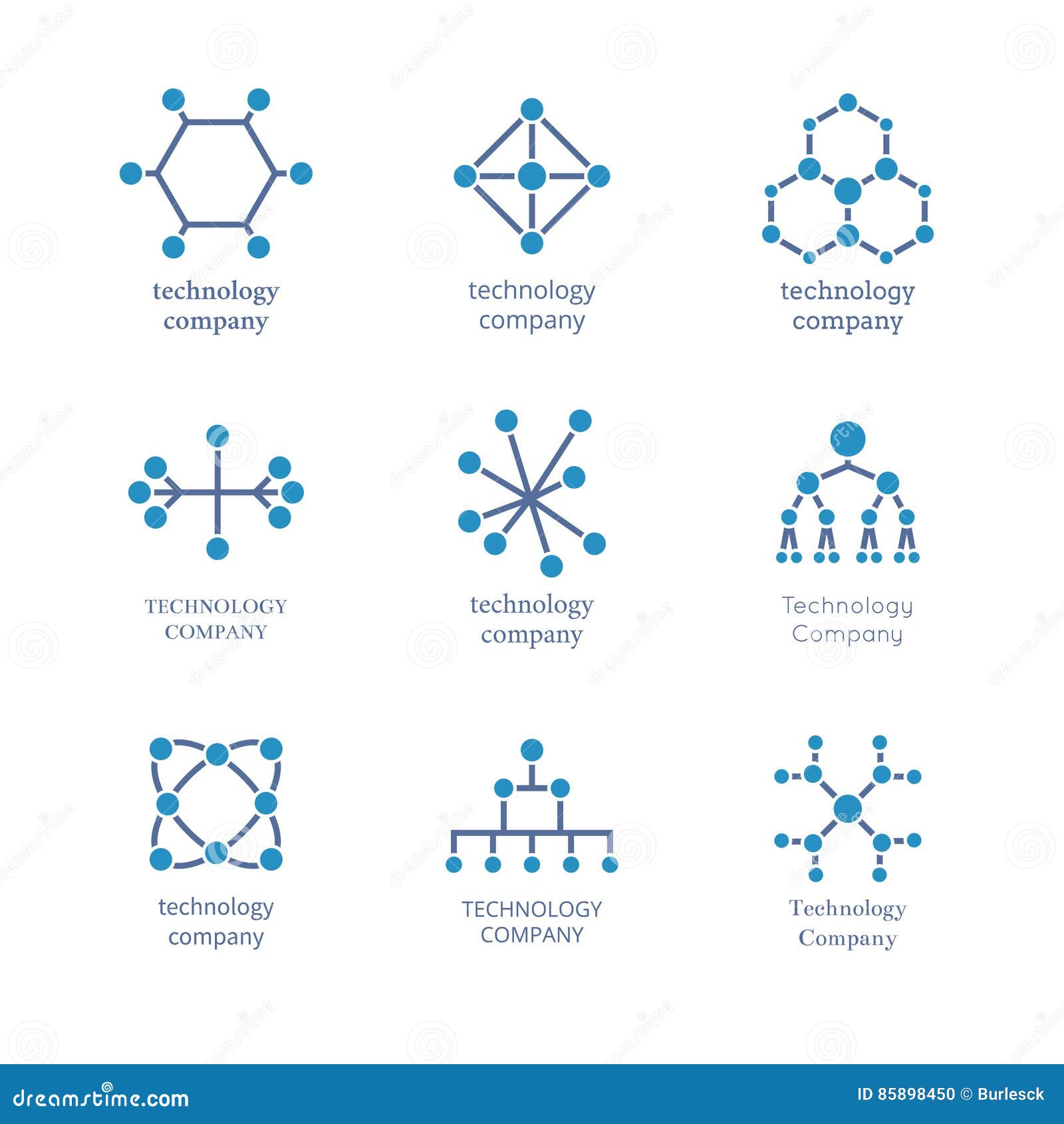 Technology Company Logo Set. Vector Technological Information Network ...