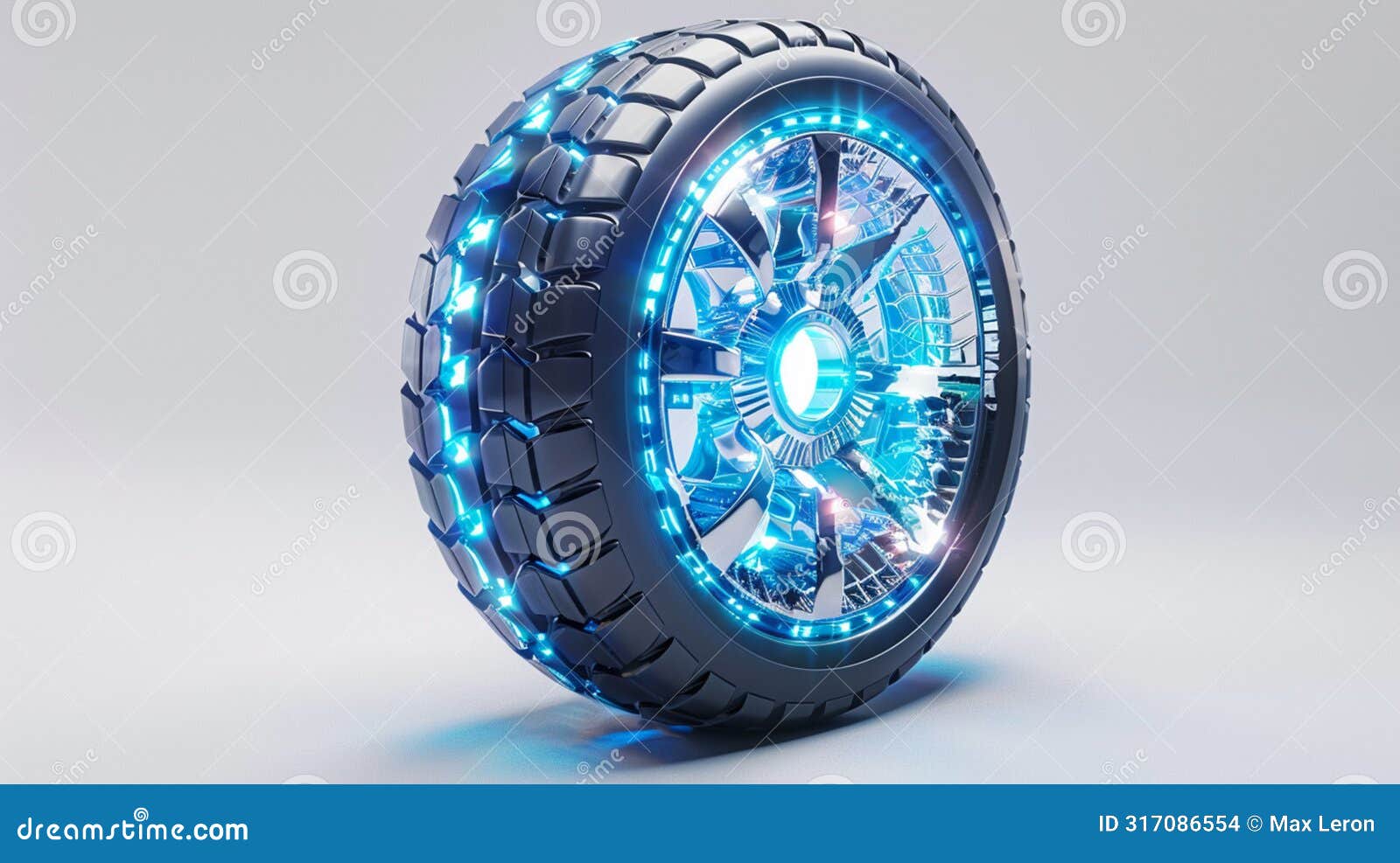 Technology a Complete Wheel, 3D, Blue 4k White Background Stock ...