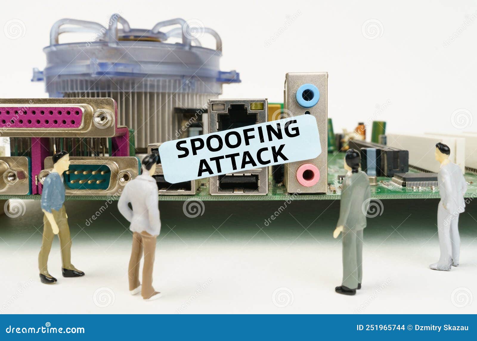 Figures of People are Standing Near the Motherboard and Looking at the ...