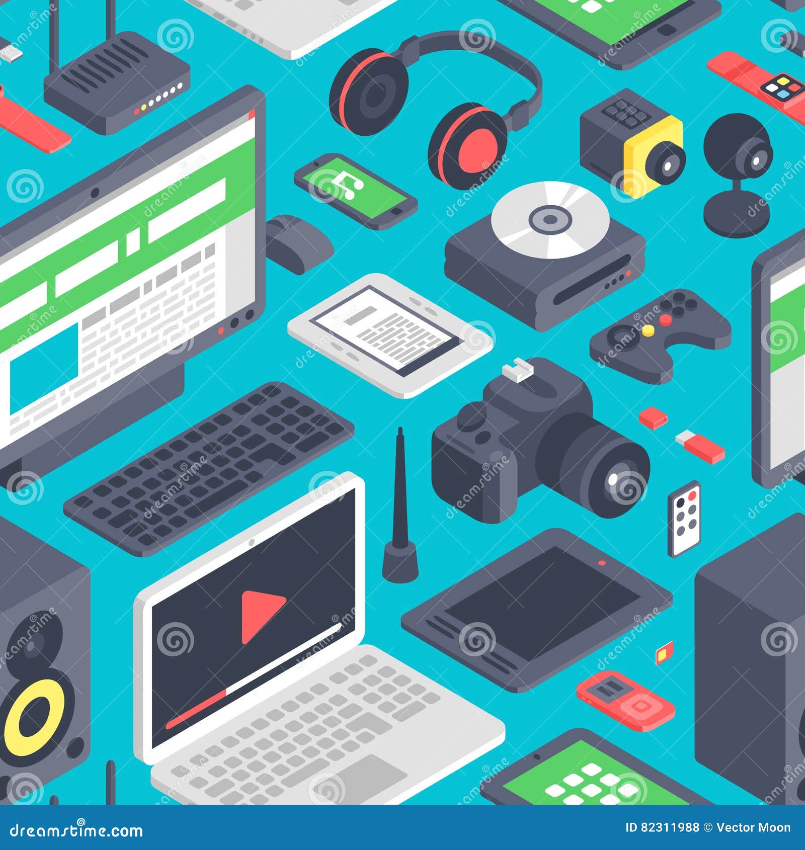 Technology Computer Seamless Pattern . Stock Illustration ...