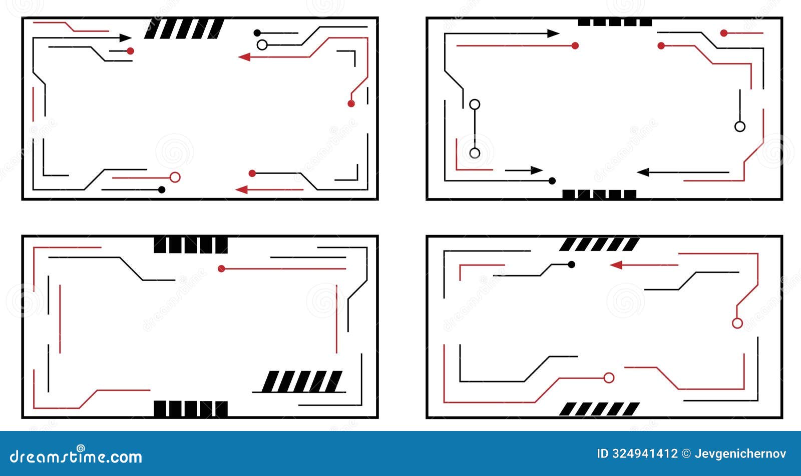 Hi Tech Industrial Frames Set Stock Illustration - Illustration of line ...
