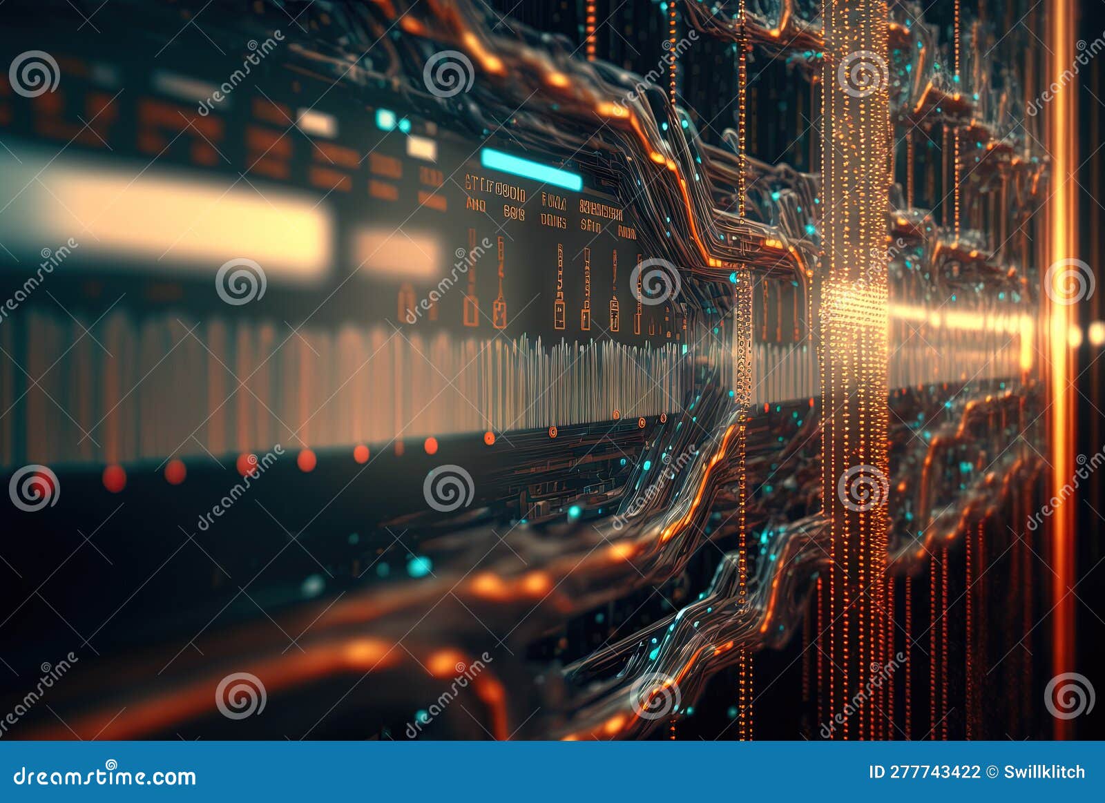 Technology Concept Of Data Flow Data Collecting And Sorting In Digital Abstraction Generated
