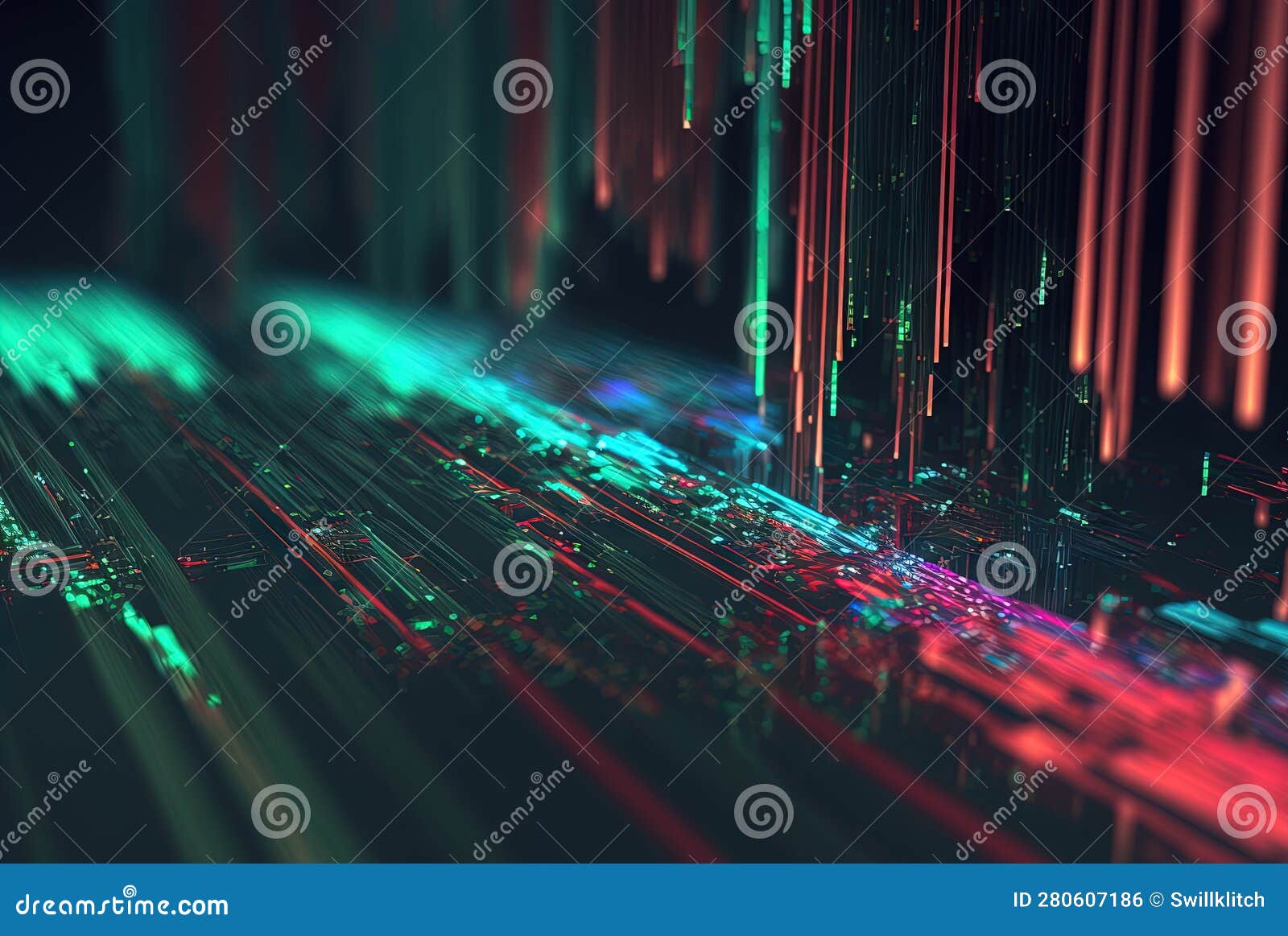 Technology Concept Of Data Flow Data Collecting And Sorting In Digital Abstraction Generated