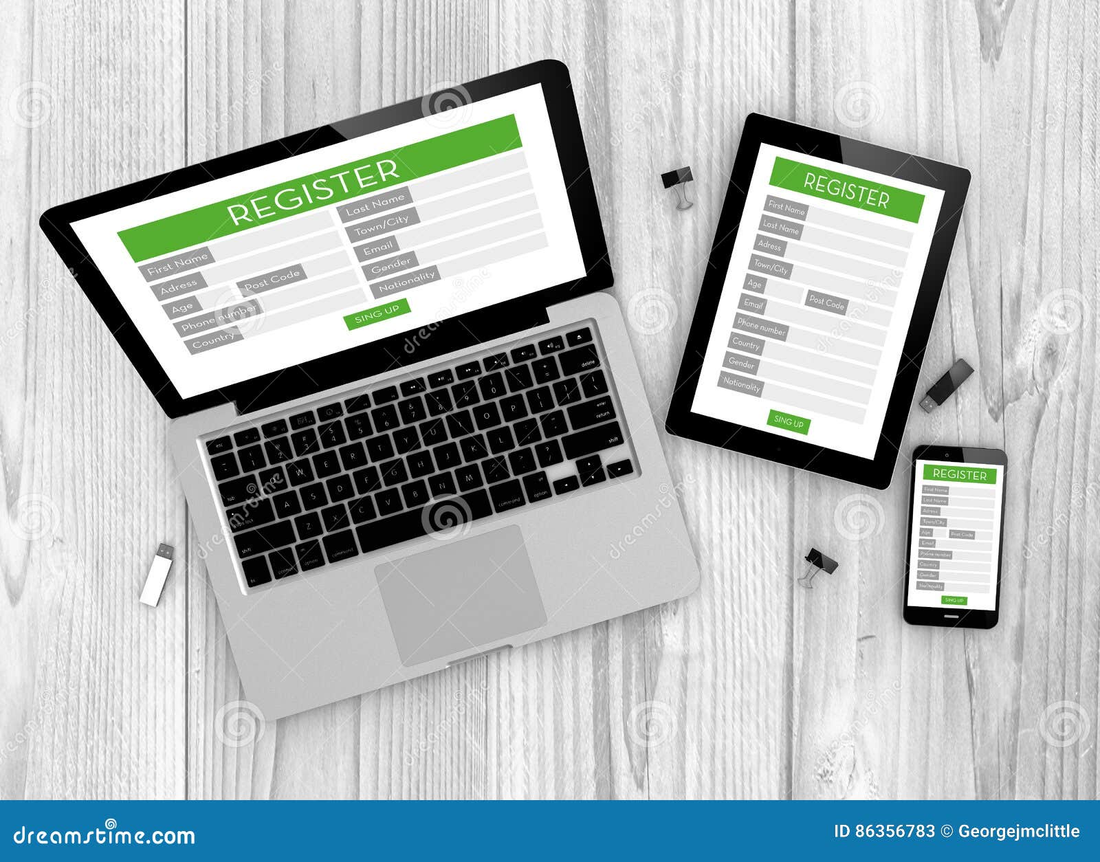 Digital registration form stock image. Image of application - 86356783