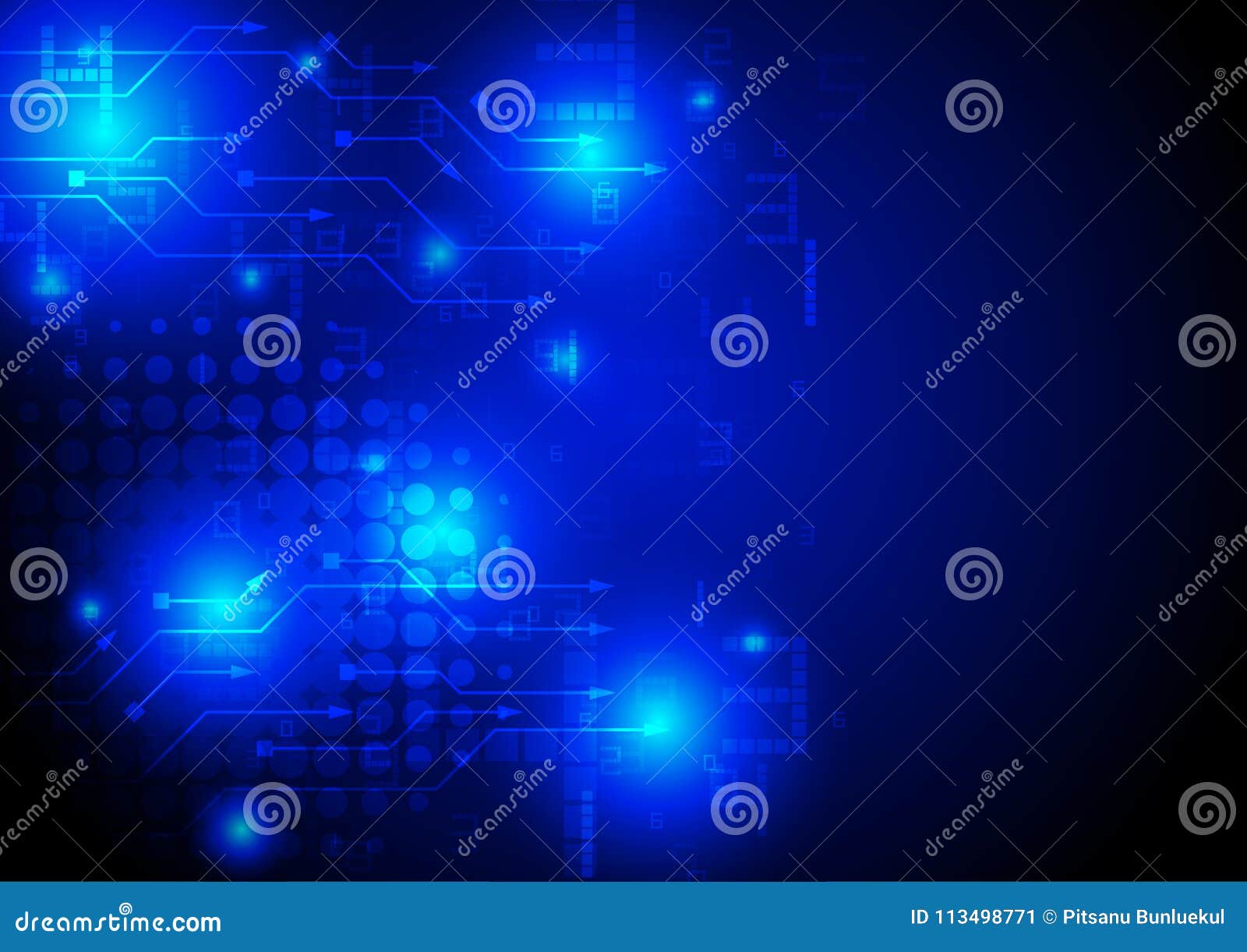 Technology Concept. Digits Number with Circuit Board and Glowing Stock ...