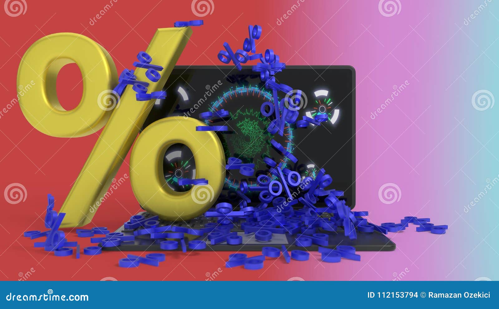 Technology Concept in Discount Campaign, 3d Rendering Stock ...
