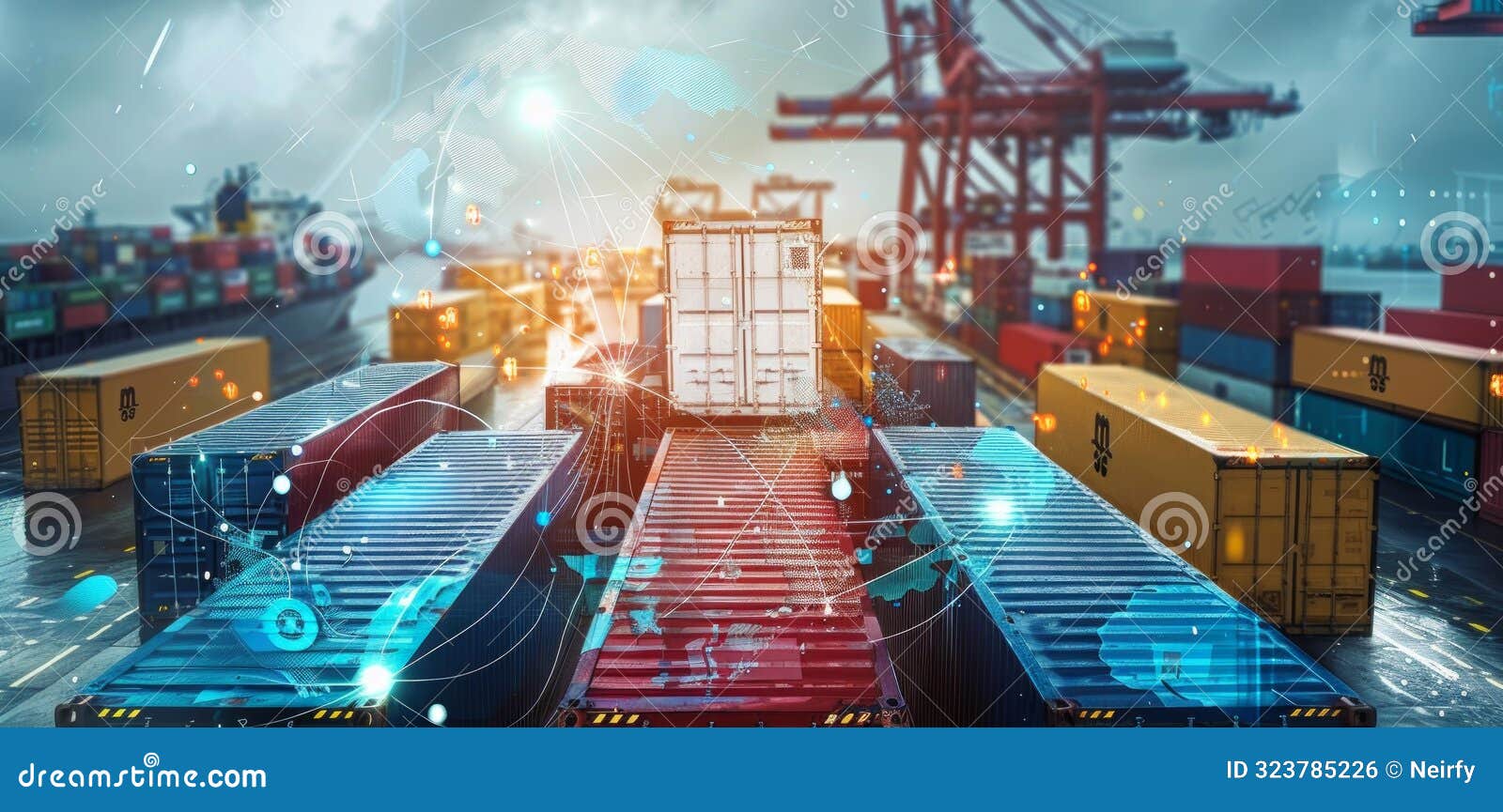 Technology Concept with Global Logistics Partnership Industrial ...