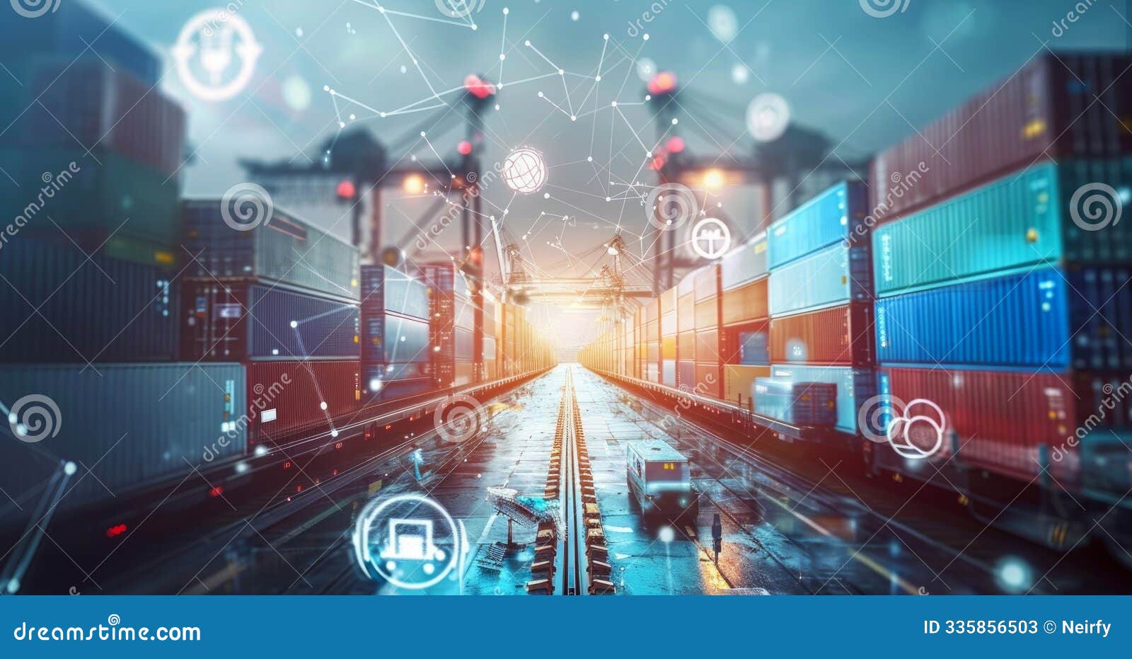 Technology Concept with Global Logistics Partnership Industrial ...