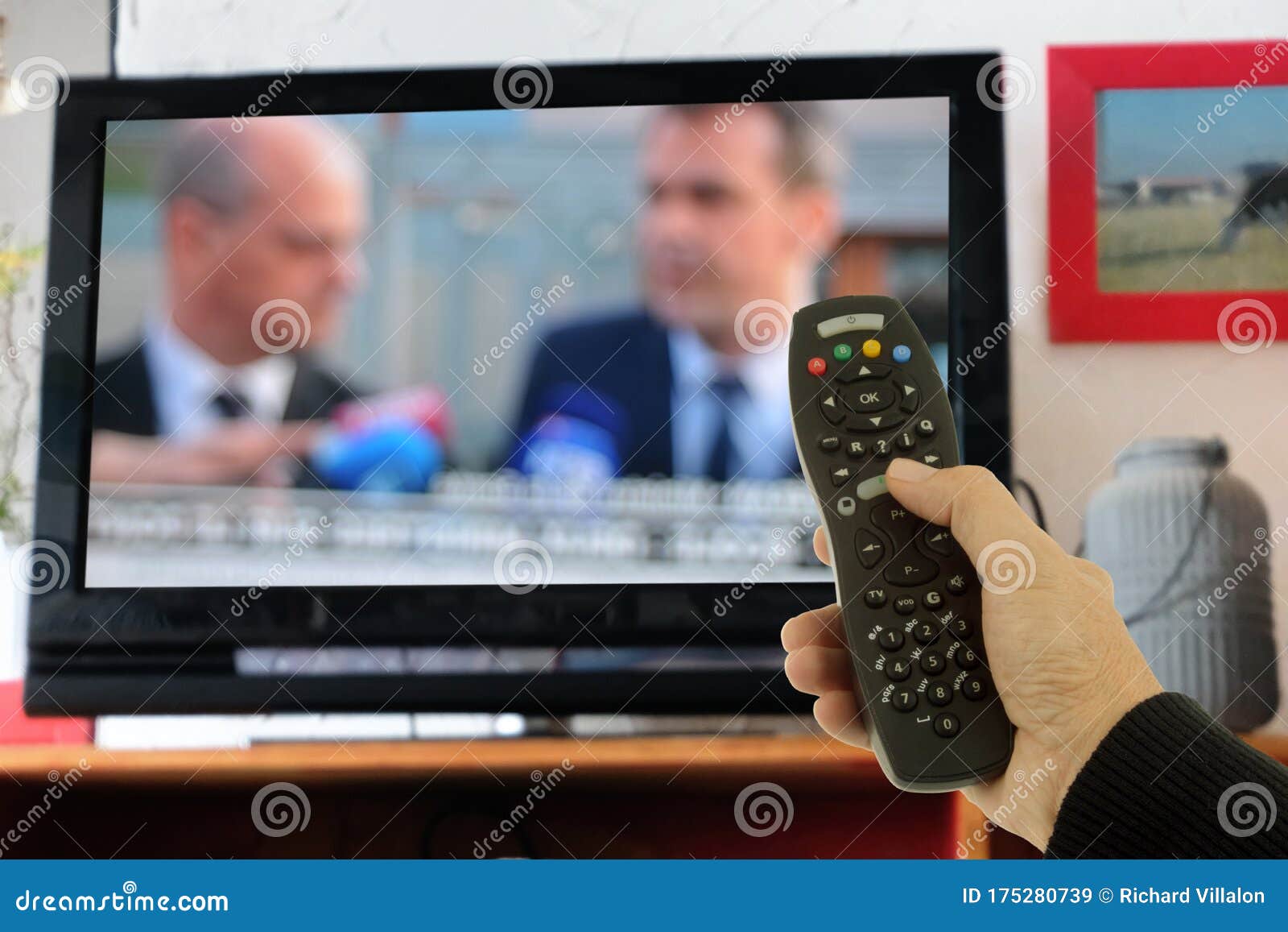 Switch TV Channels with a Remote Control in Hand Stock Image - Image of ...