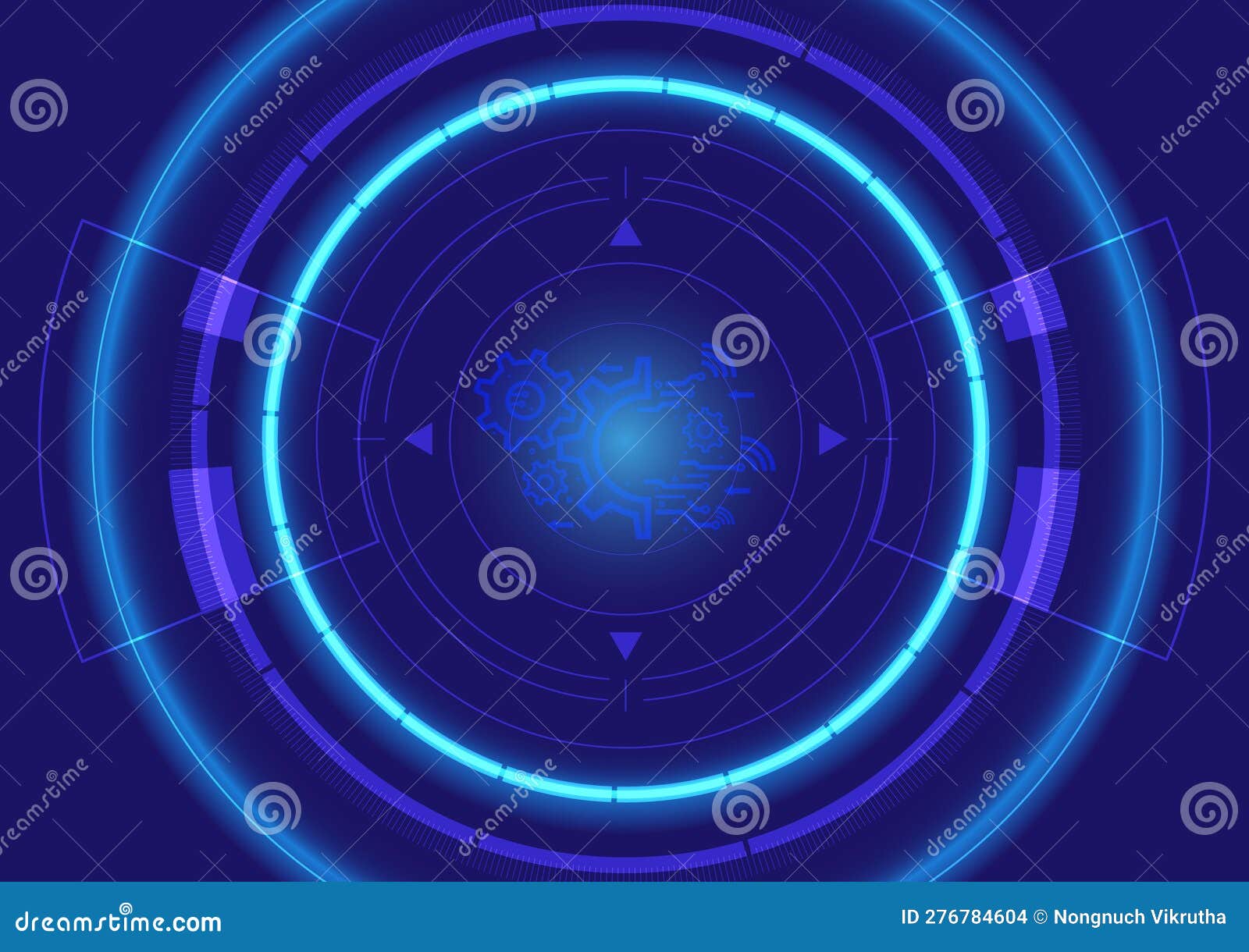 Technology Concept. HUD Circle User Interface on Blue Background ...