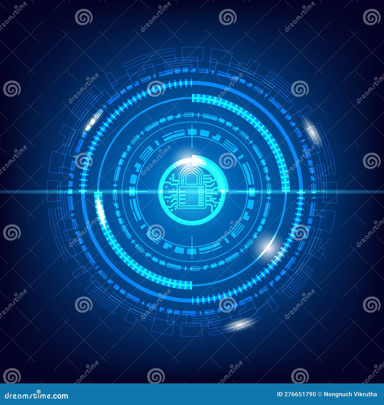 Technology Concept. HUD Circle User Interface on Blue Background ...