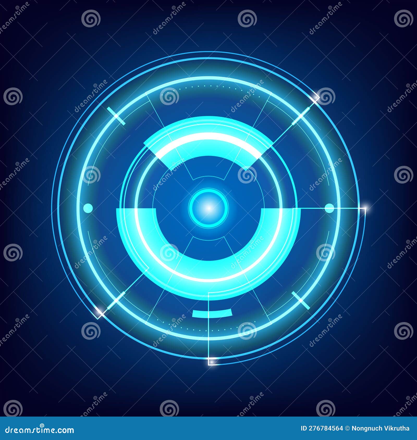 Technology Concept. HUD Circle User Interface on Blue Background ...