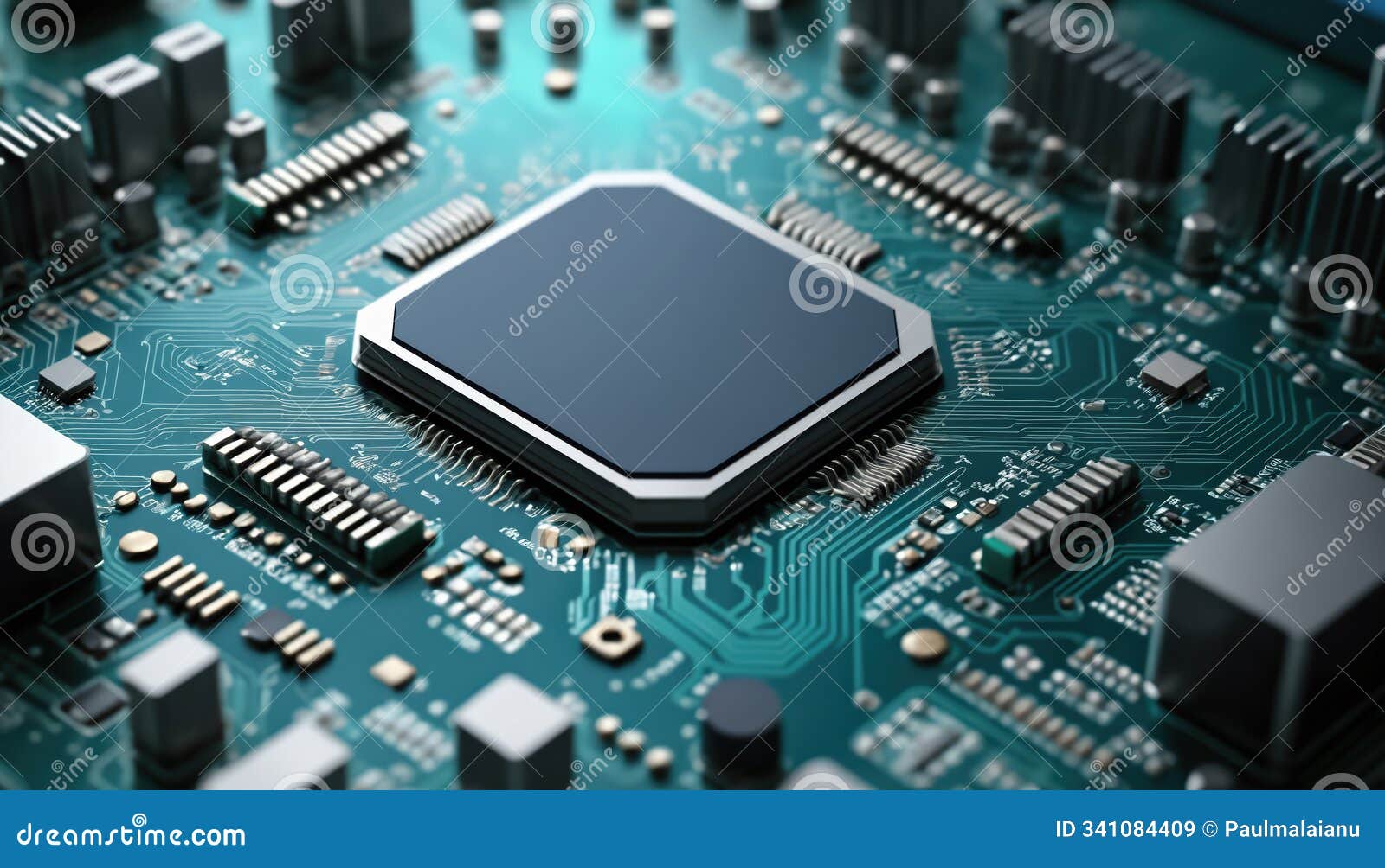 Technology Concept with Motherboard and Electronic Components. Stock ...