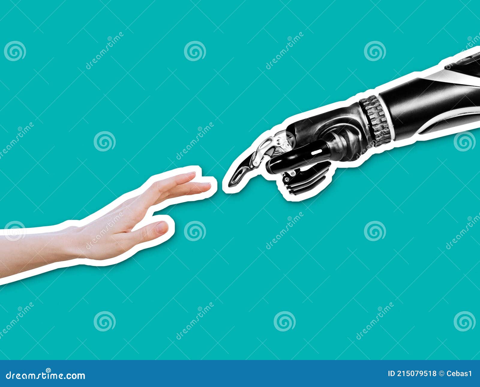 Technology Concept with Robot Hand Touching Female Human Hand Stock ...