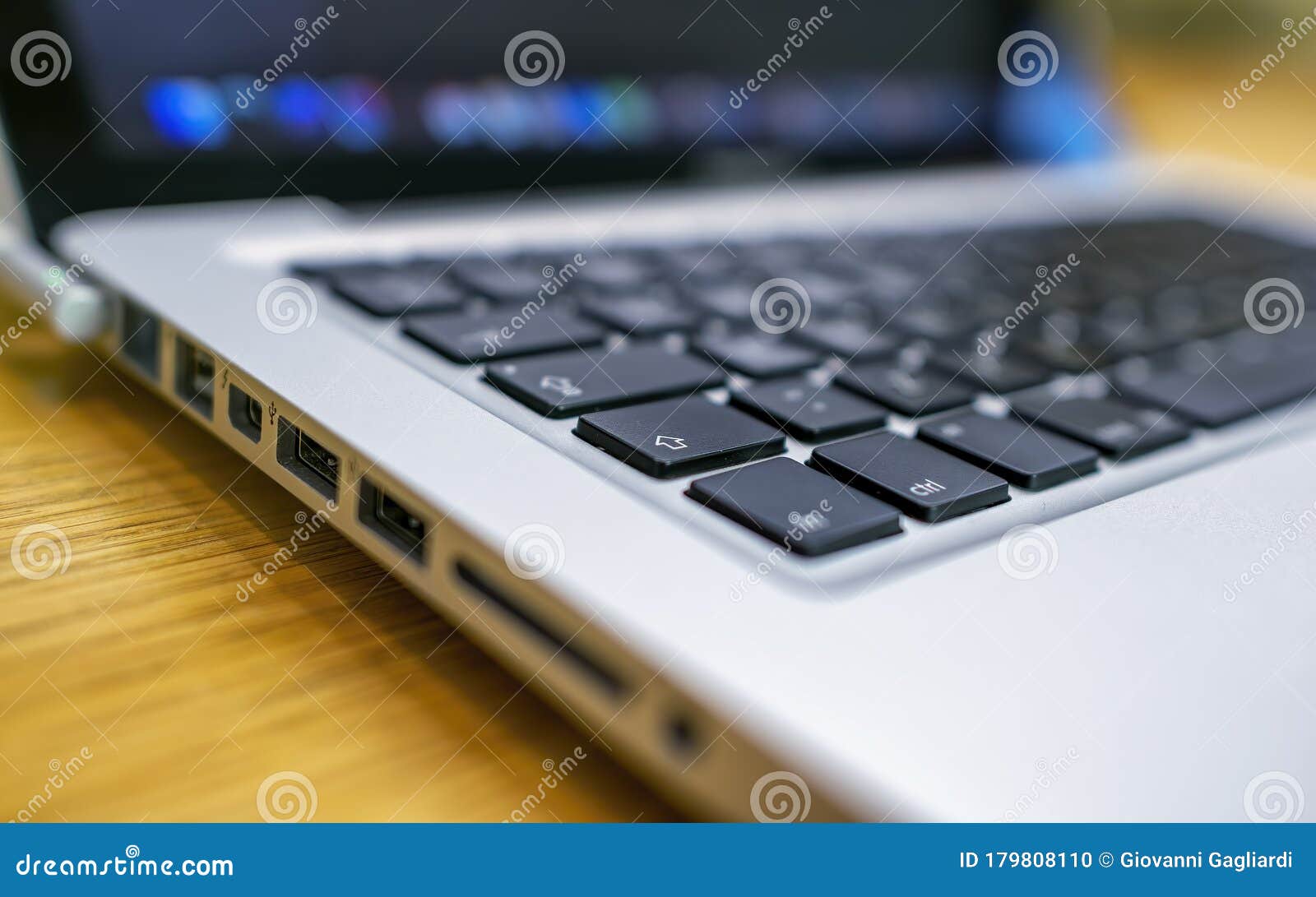Technology Concept. Side View of Modern Laptop Stock Photo - Image of ...