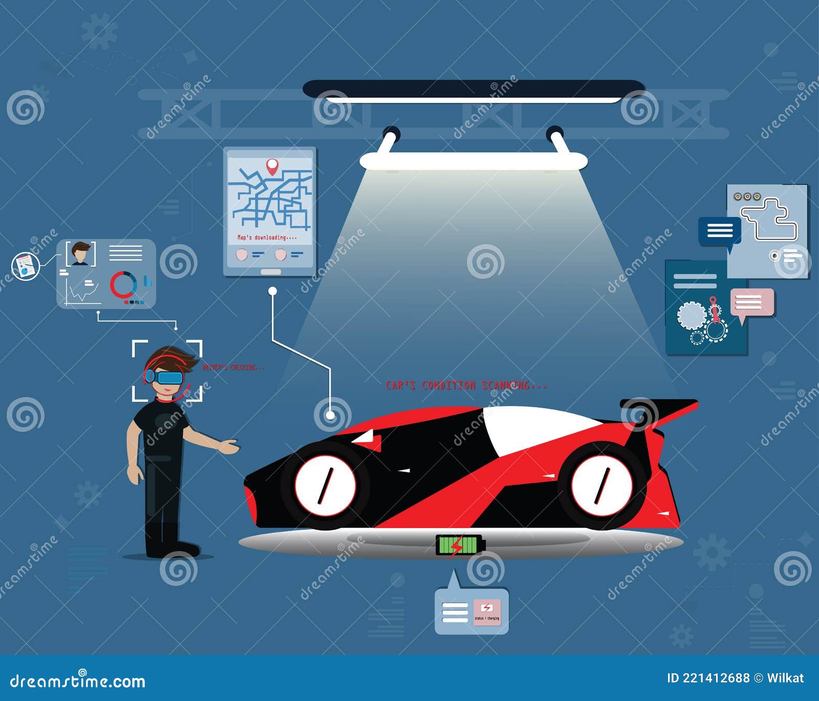 Technology Concept,Smart Garage Can Checking the Condition of the Car ...