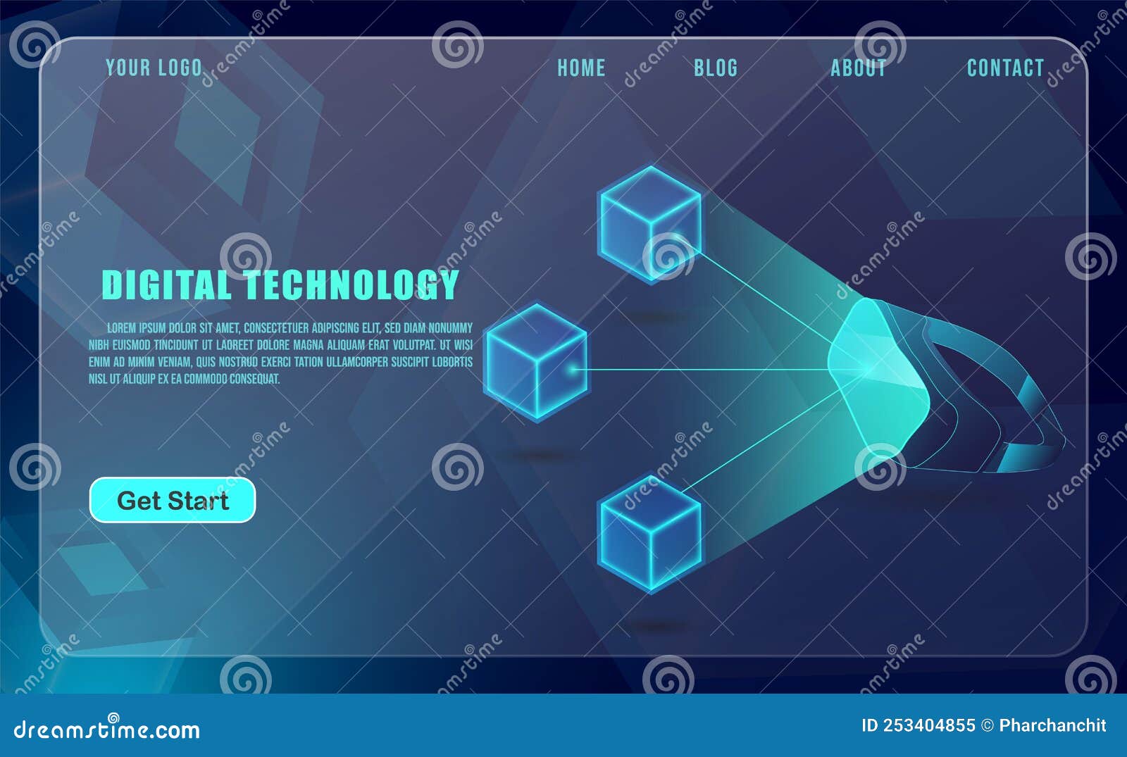 Technology Concept for Web Banner Template or Brochure , Blue Colour ...