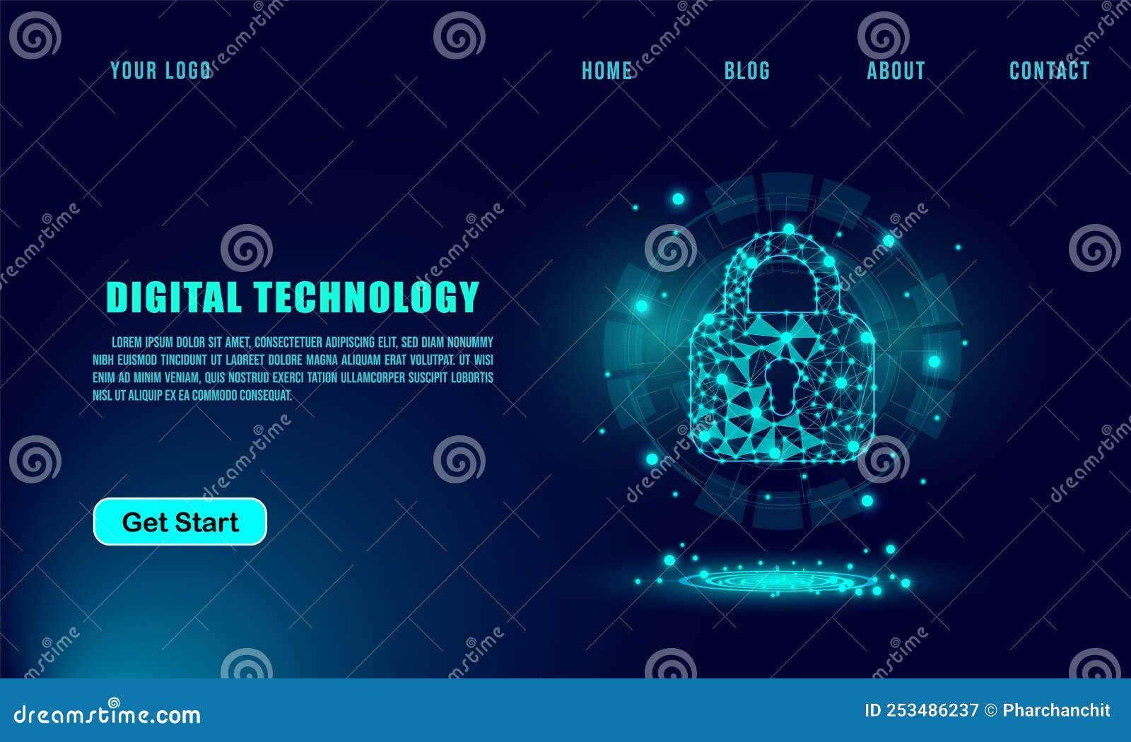 Technology Concept for Web Banner Template or Brochure , Blue Colour ...