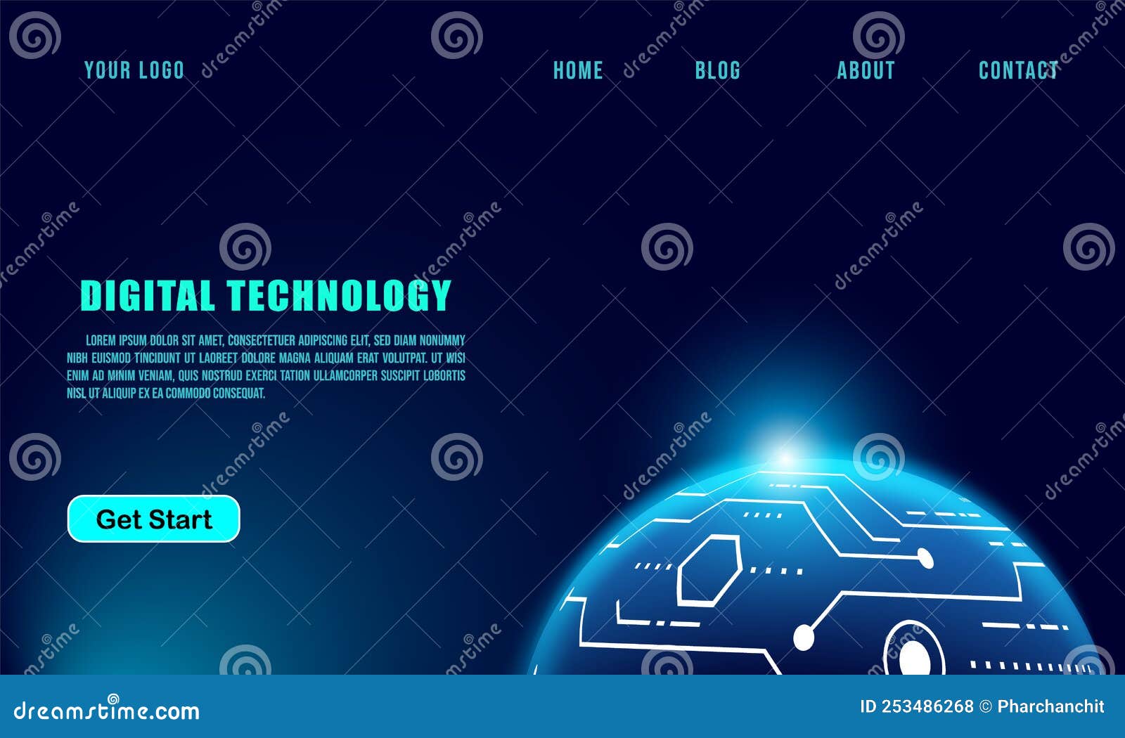 Technology Concept for Web Banner Template or Brochure , Blue Colour ...