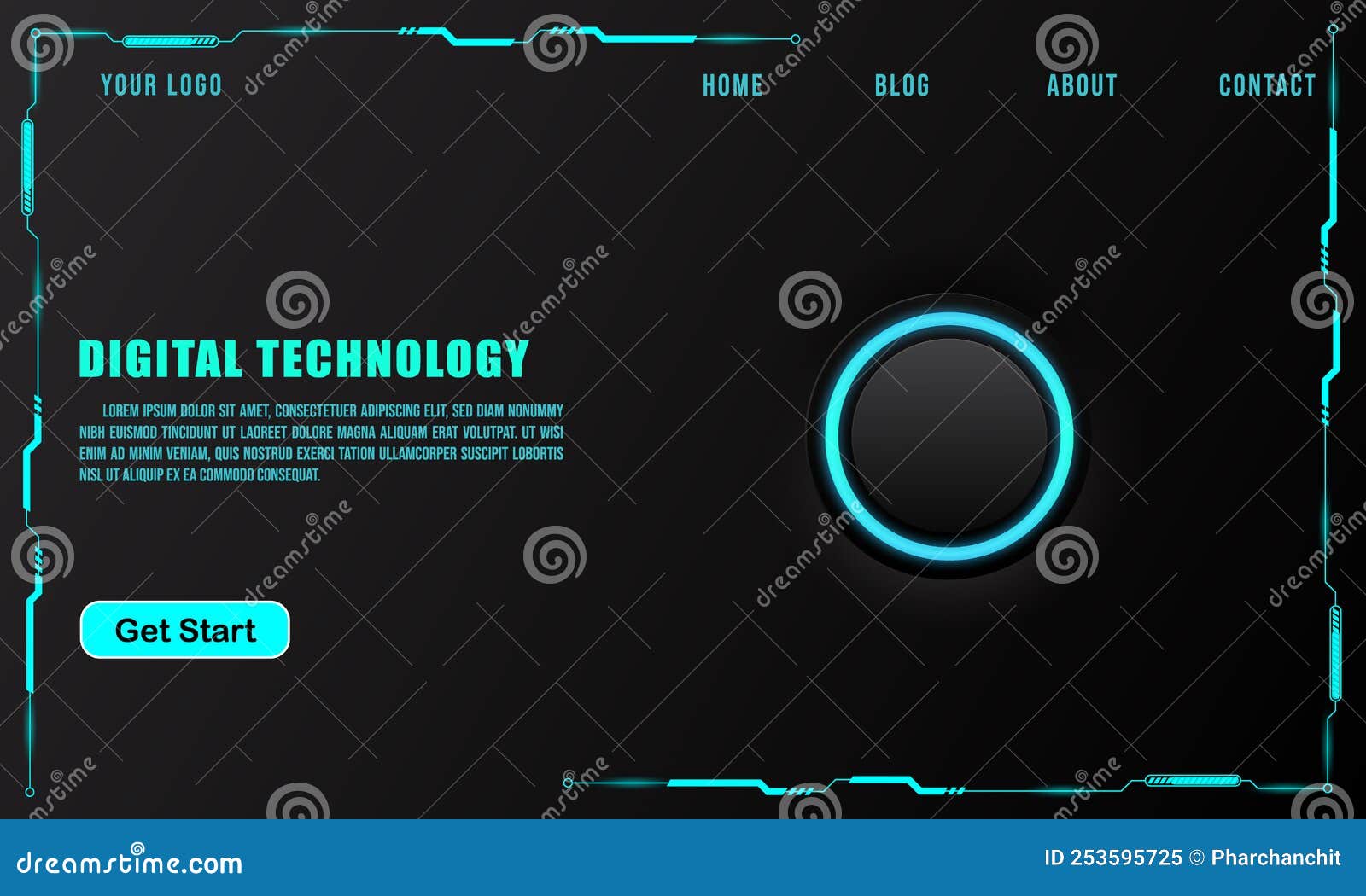 Technology Concept for Web Banner Template or Brochure , Blue Colour ...