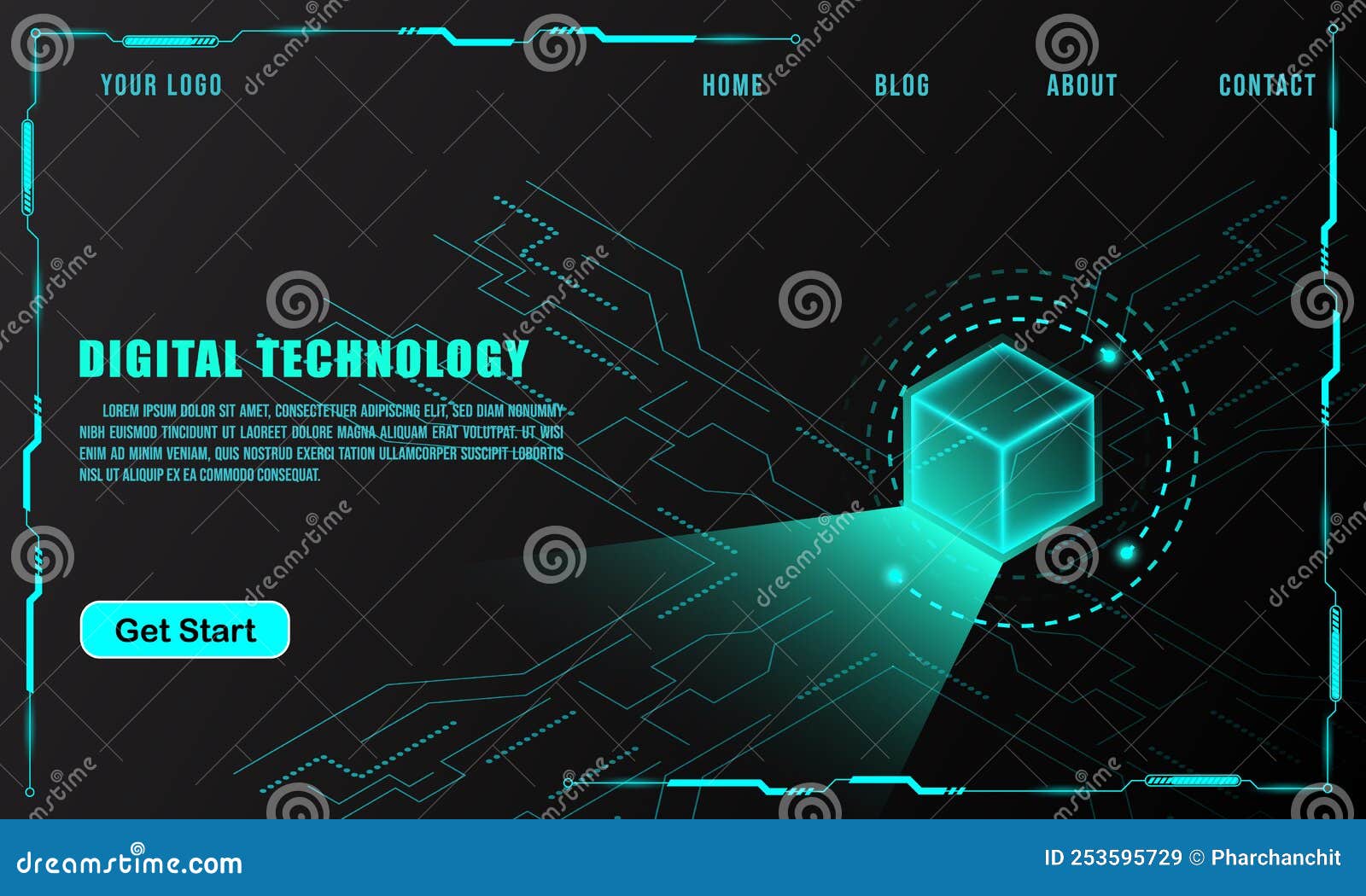 Technology Concept for Web Banner Template or Brochure , Blue Colour ...
