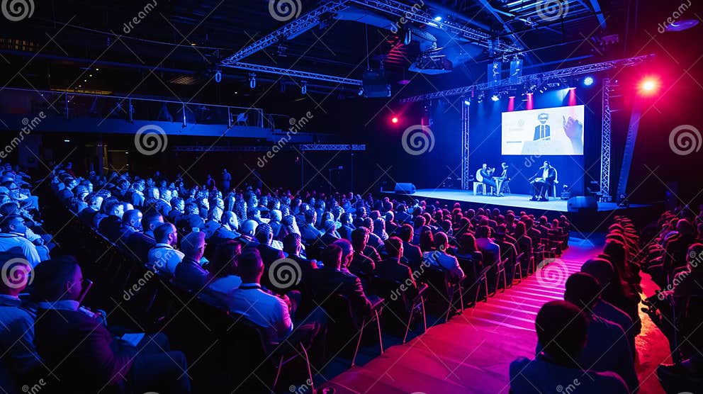 Technology Conference Platform with Many Visitors. Generative Ai Stock ...