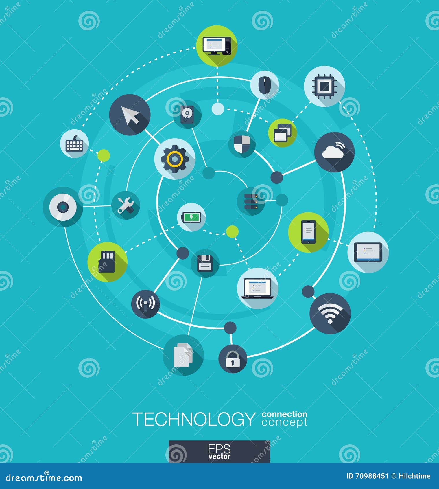 Technology Connection Concept. Abstract Background with Integrated ...