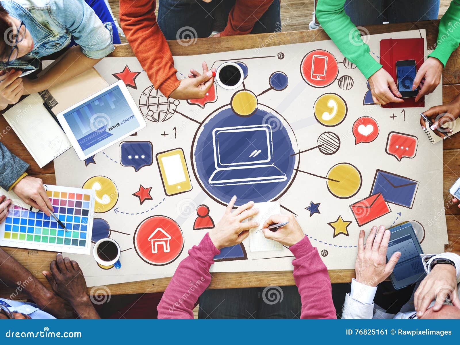 Technology Connection Media People Graphics Concept Stock Image - Image ...