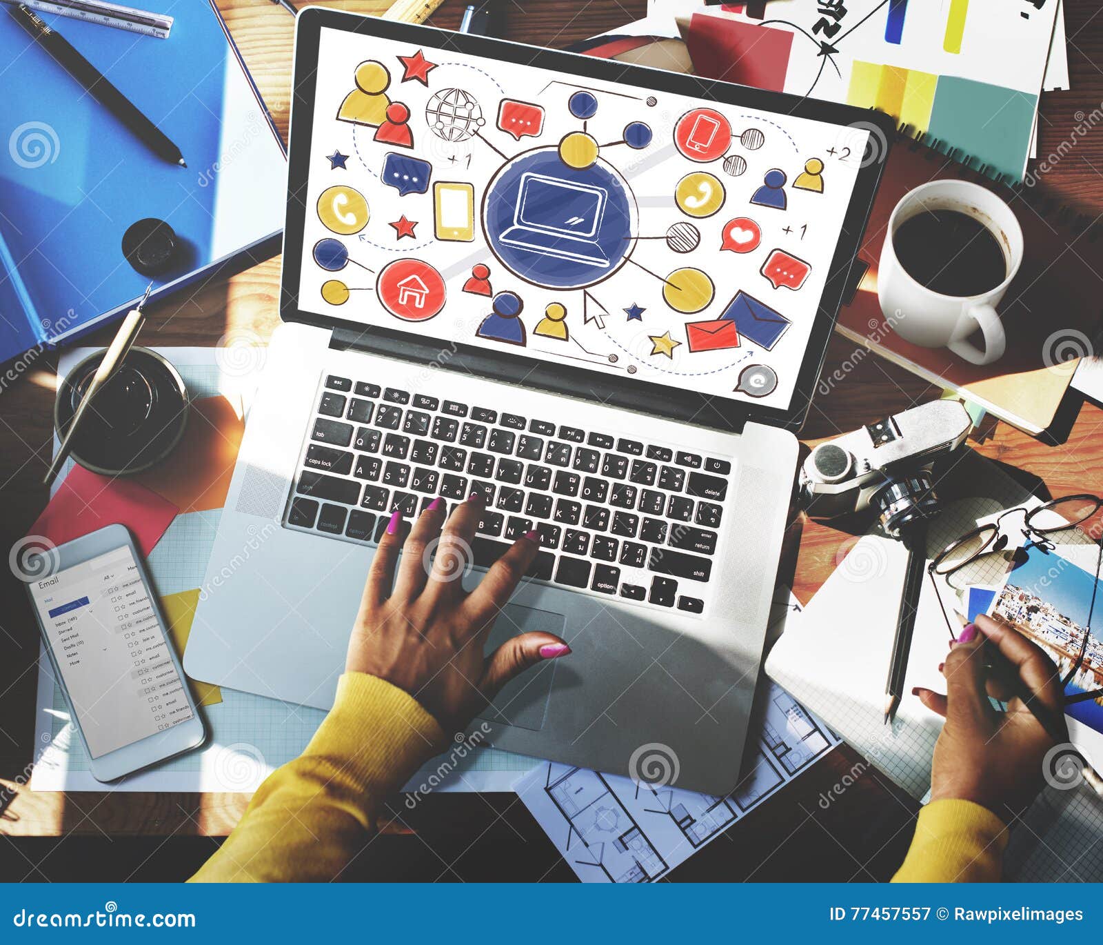 Technology Connection Media People Graphics Concept Stock Image - Image ...