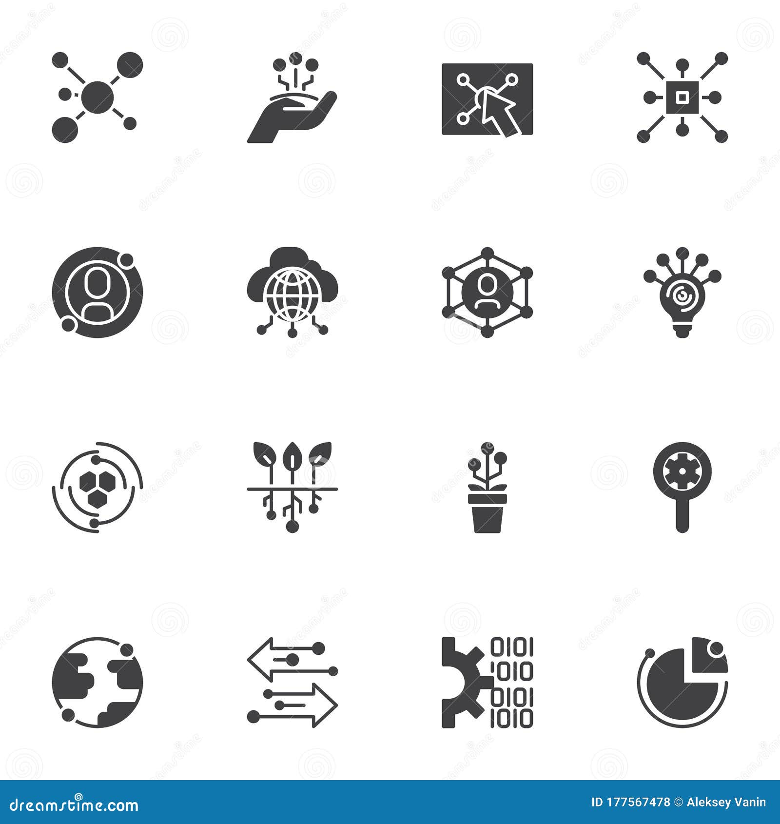Technology Connection Vector Icons Set Stock Vector - Illustration of ...