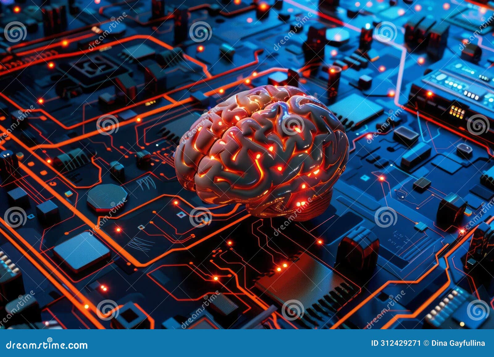 Technology and Consciousness: a Human Brain Connected To Digital ...