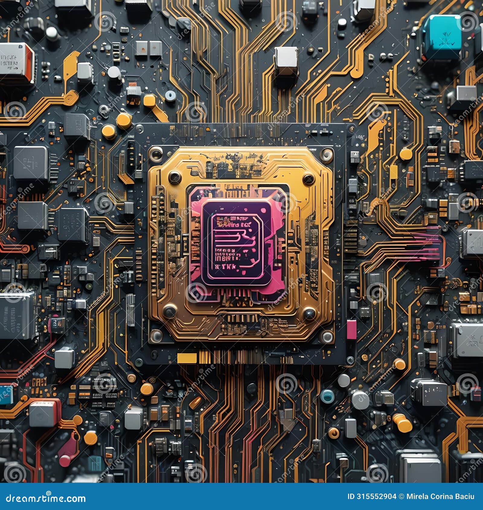 Technology CPU Central Processor Unit Stock Illustration - Illustration ...