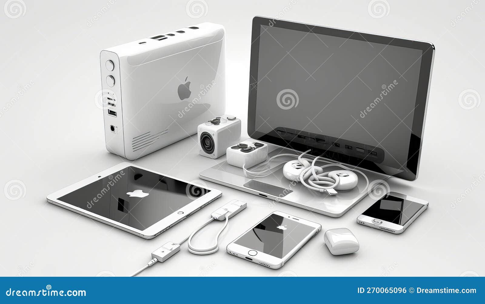 Technology Creative Scene Isolated on a White Background. Stock ...