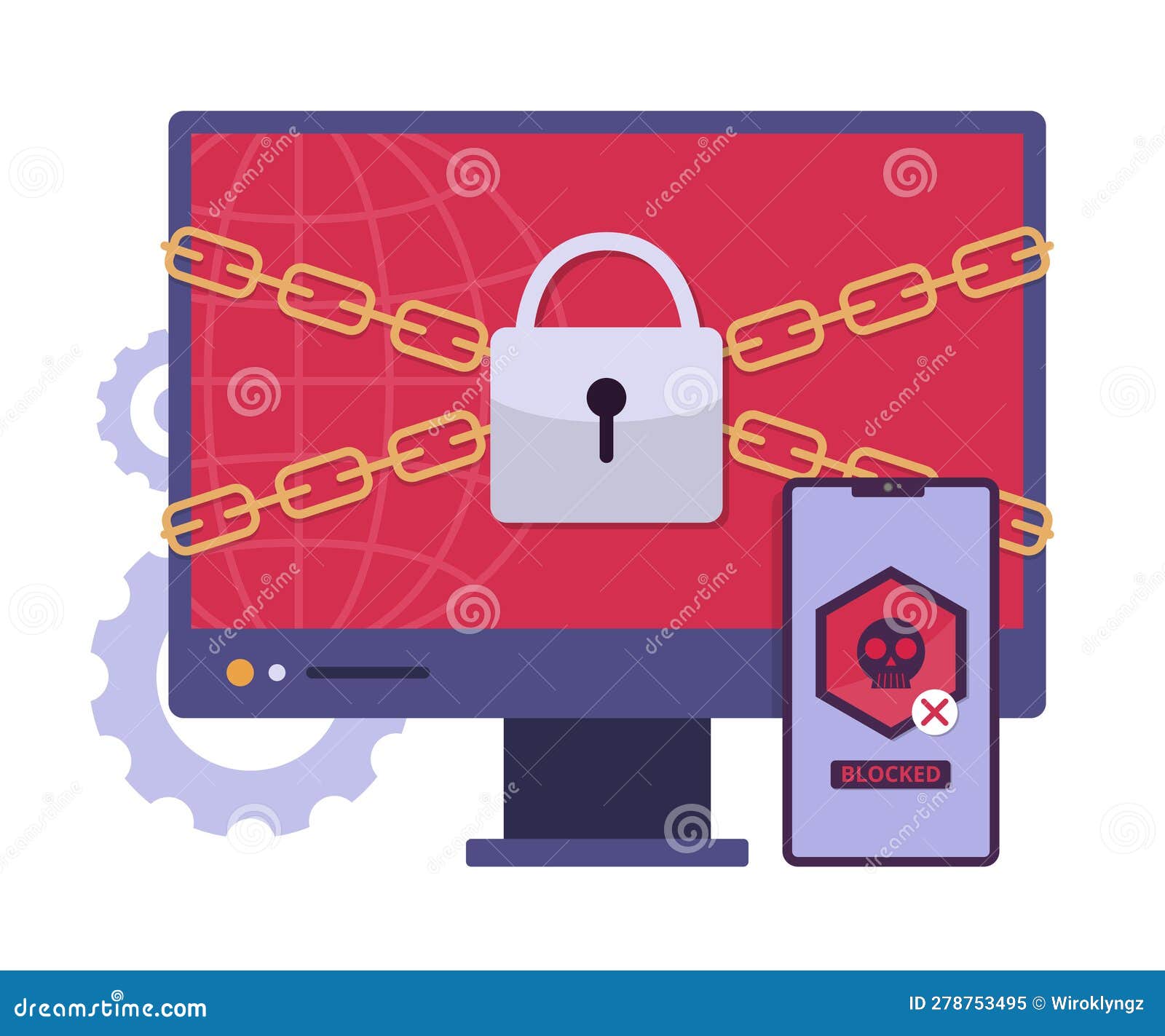 Ransomware Attack Computer and Digital Device Concept Illustration ...