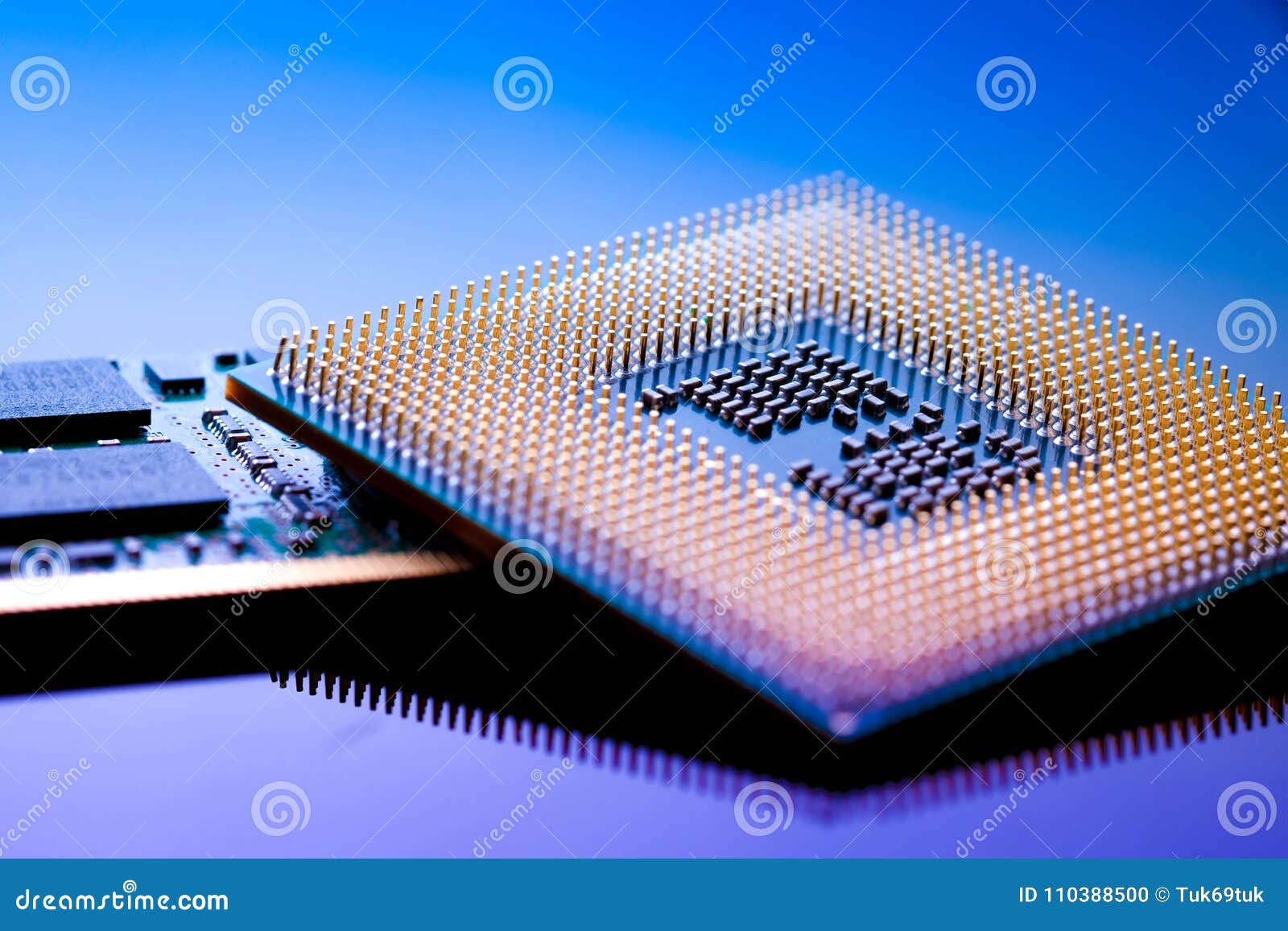 Technology Cyber Electronic Concept. Cpu Ram Computer on Blue Li Stock ...