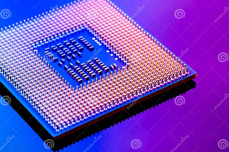 Technology Electronic Concept. Cpu Ram Computer on Blue Li Stock Image ...