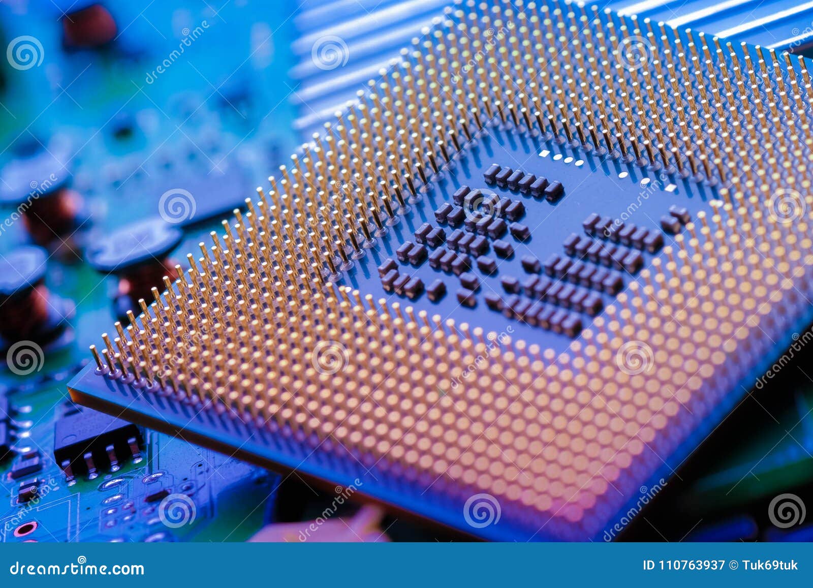 Technology Electronic Concept. Cpu Ram Computer on Blue Li Stock Image ...