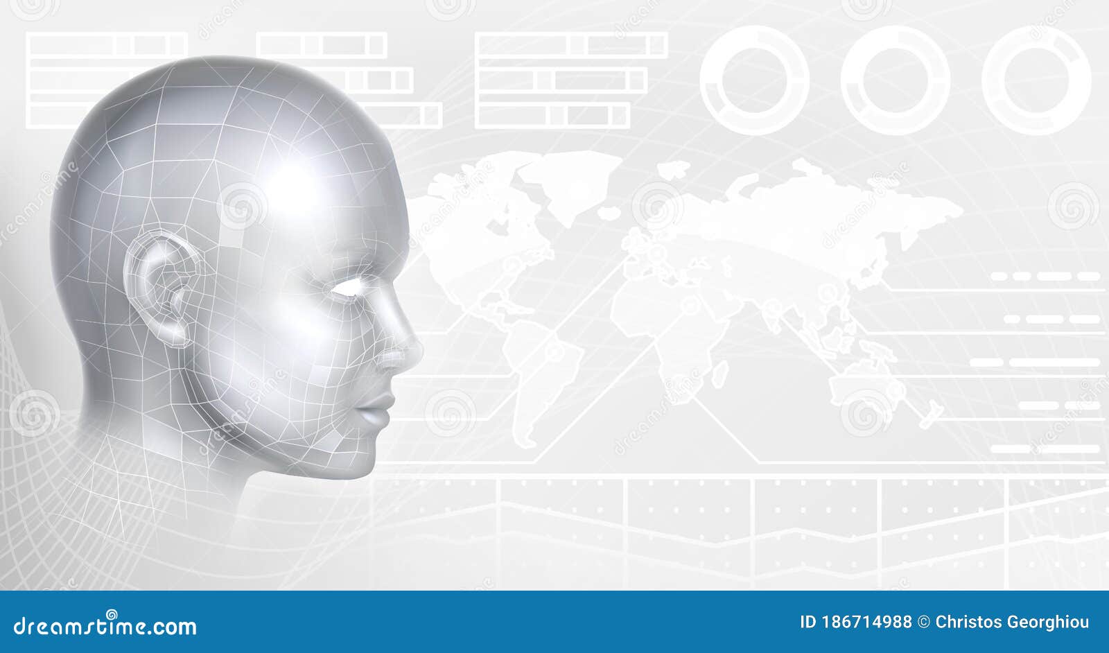 Technology Cyber Face Profile Map Tech Background Stock Vector ...