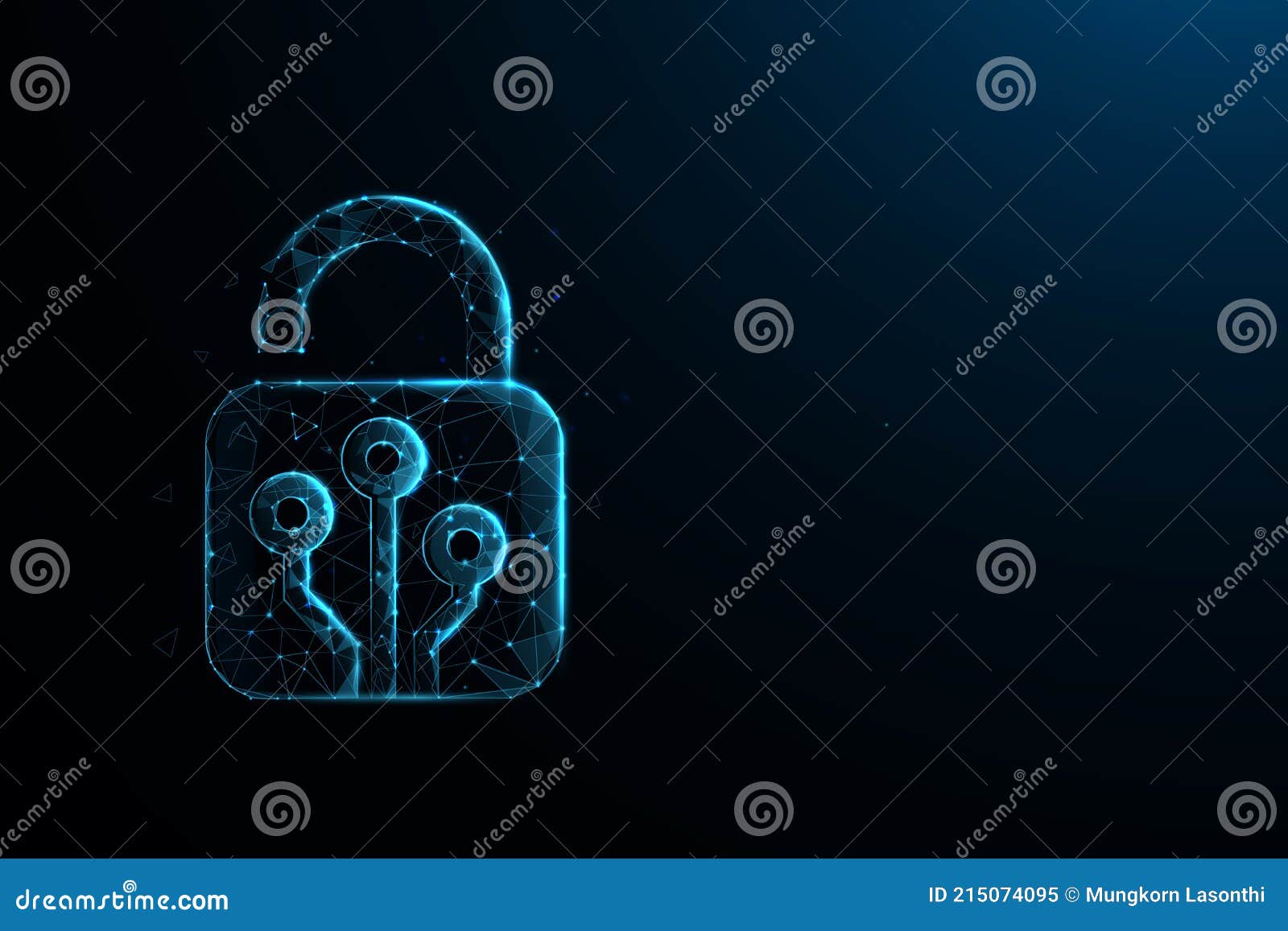 Technology Cyber Security Concept Lock Symbol From Lines And Triangles