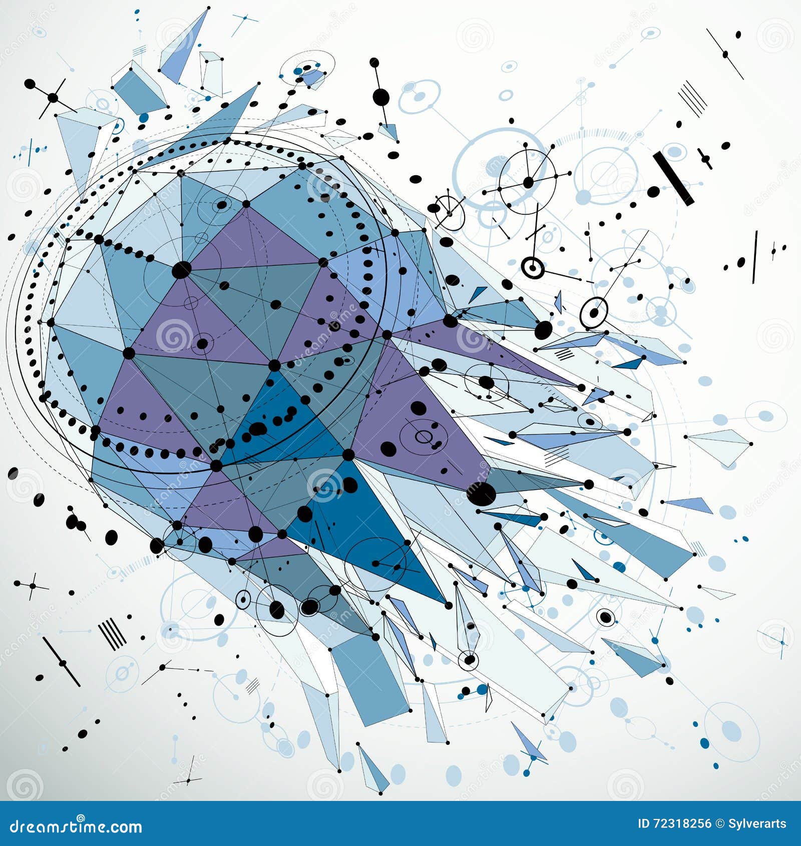 Technology 3d Vector Drawing with Low Poly Demolished Geometric Stock ...