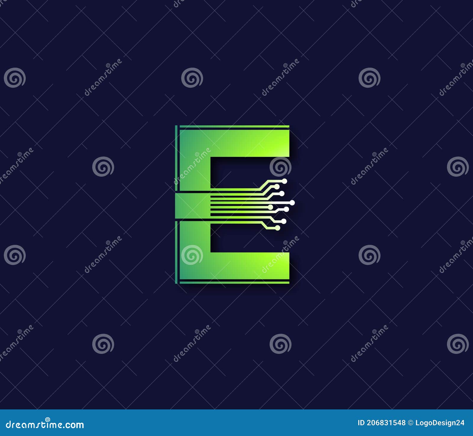 E Alphabet Technology Data Circuit Logo Design Company Concept Stock ...