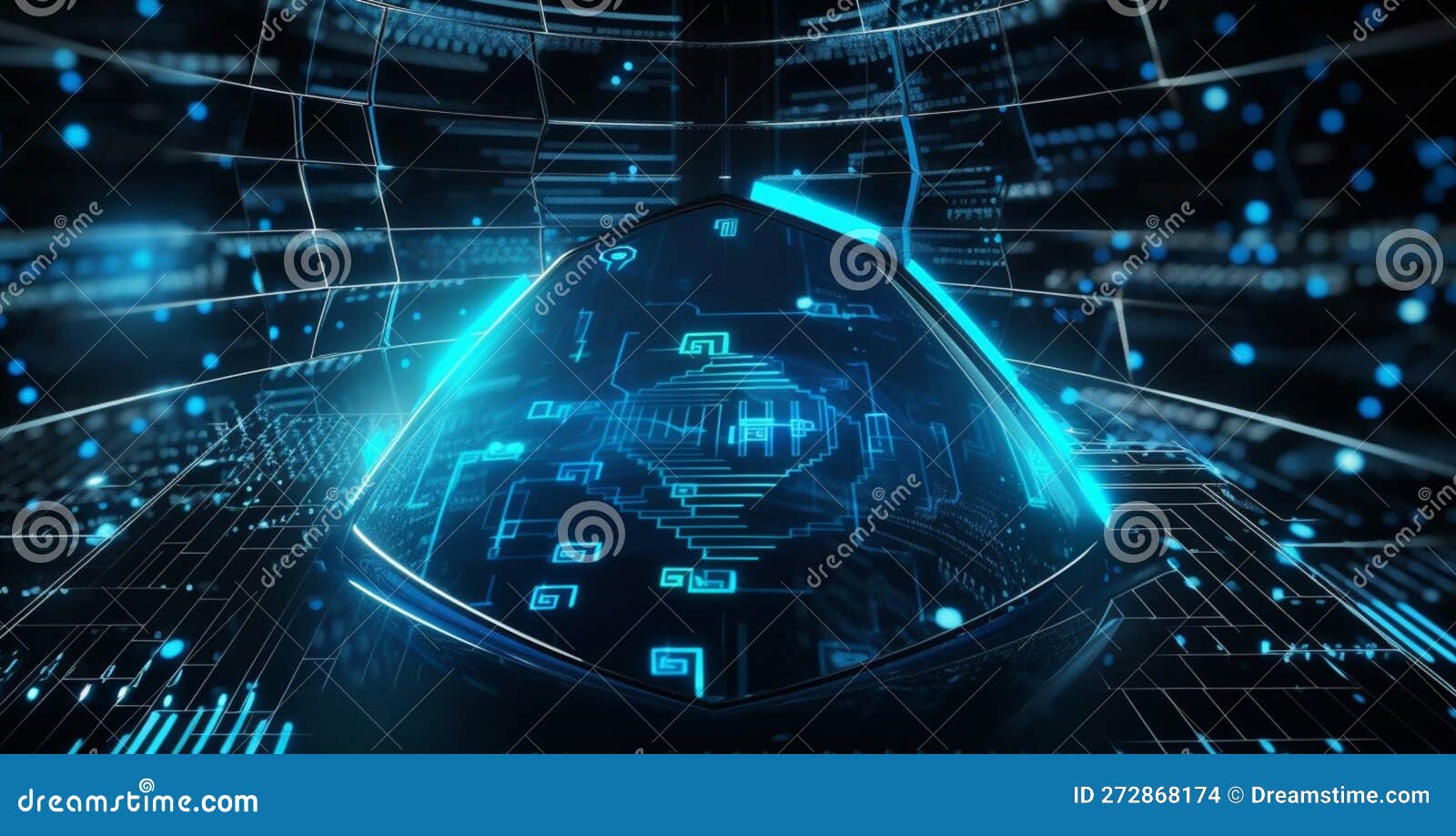 Technology on Data Connections Futuristic Background, Center Panel ...