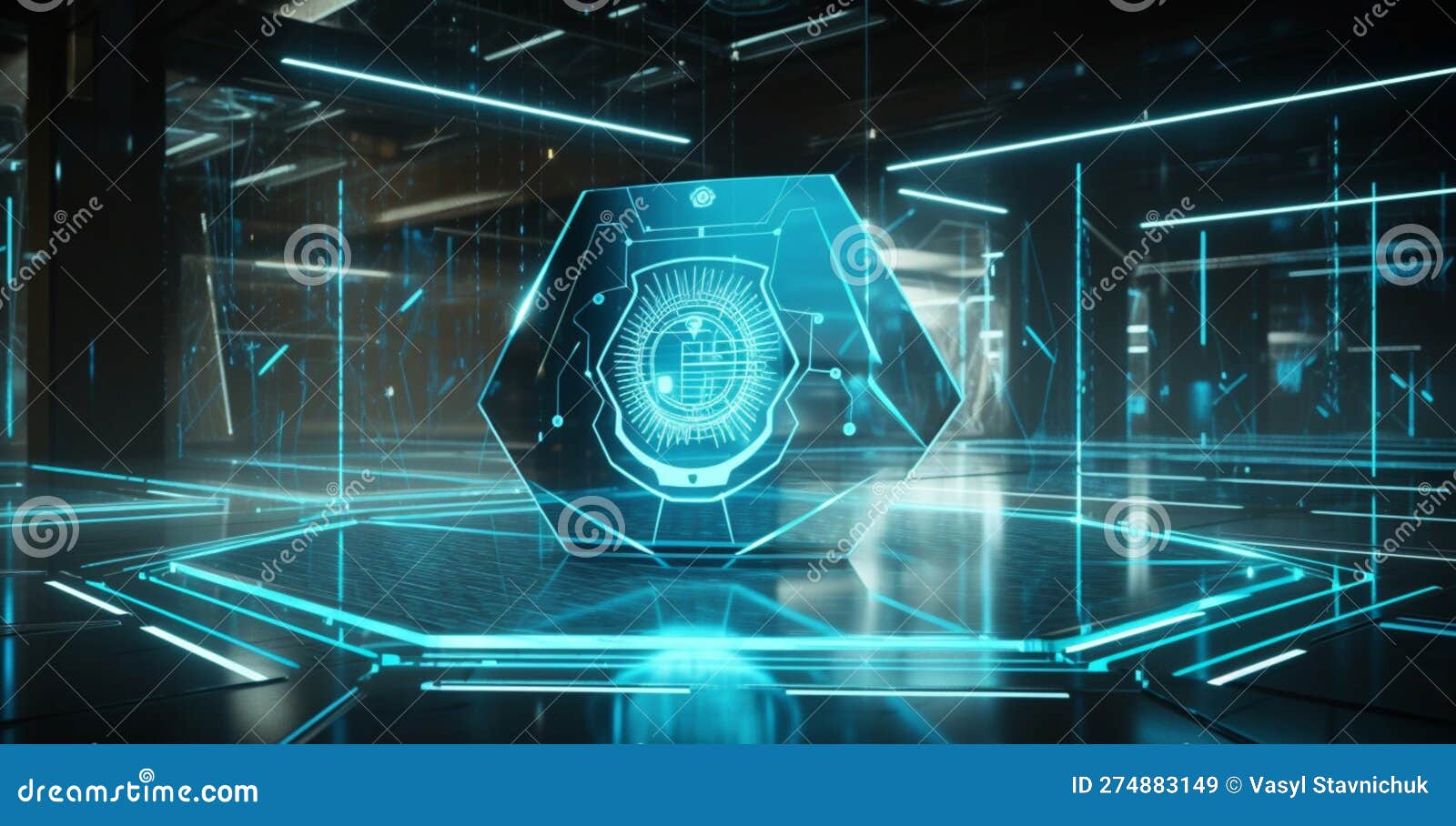 Technology on Data Connections Futuristic Background, Center Panel ...