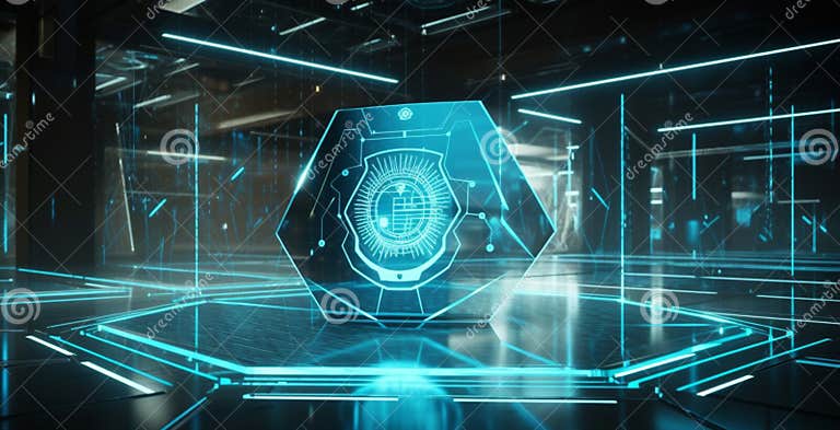 Technology on Data Connections Futuristic Background, Center Panel ...