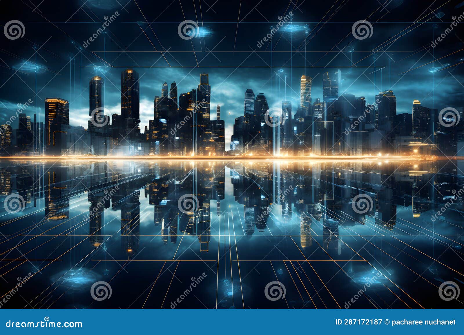 Technology Building Network Background. Generative AI. Stock ...